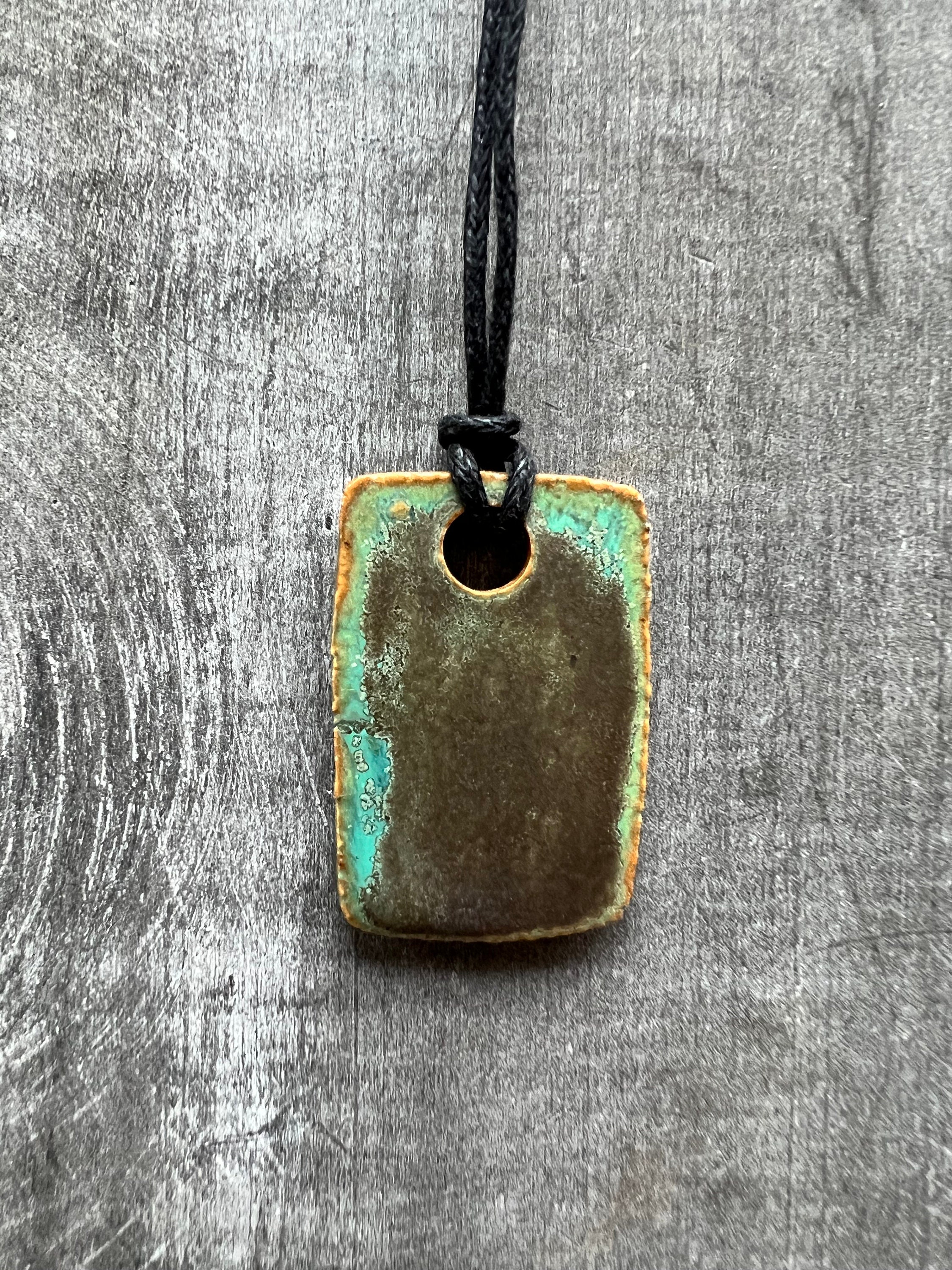 Jungle Green Antiqued Spiral Ceramic Pendant With Adjustable Waxed Cord ...