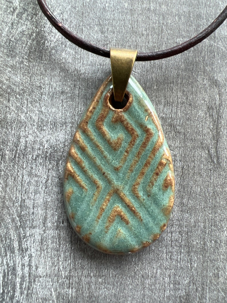 Aqua Ceramic Pendant Necklace and Earrings Set: Handmade Stoneware ...