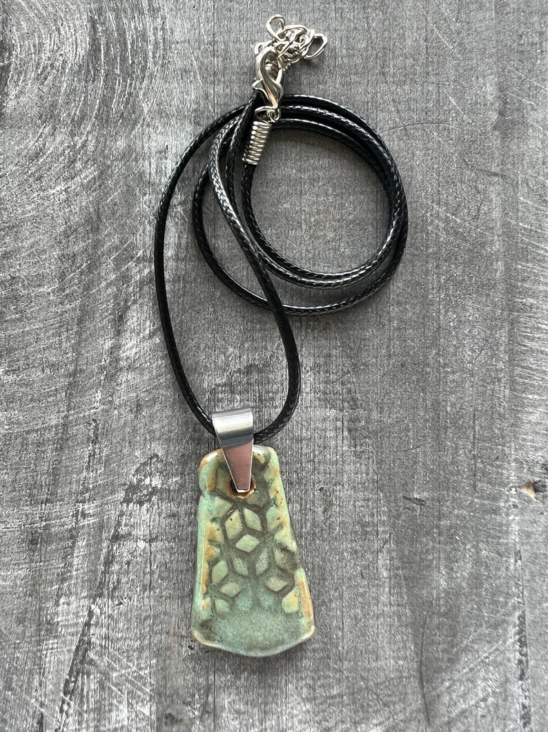 Handmade Green Ceramic Pendant: Botanical Stoneware Jewelry - Etsy
