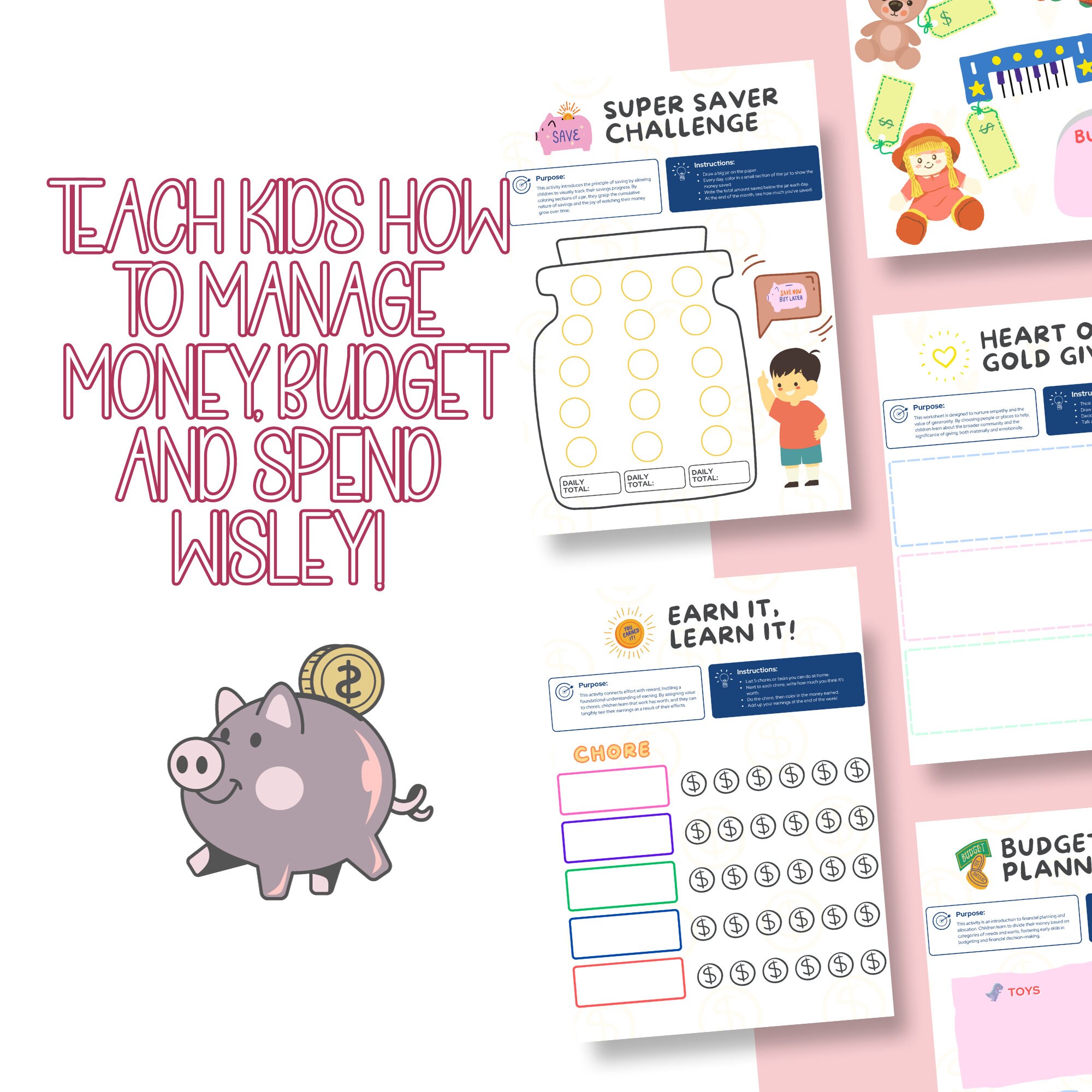Kids Allowance Tracker,budget Planner,homeschool Printable,kids Finance ...