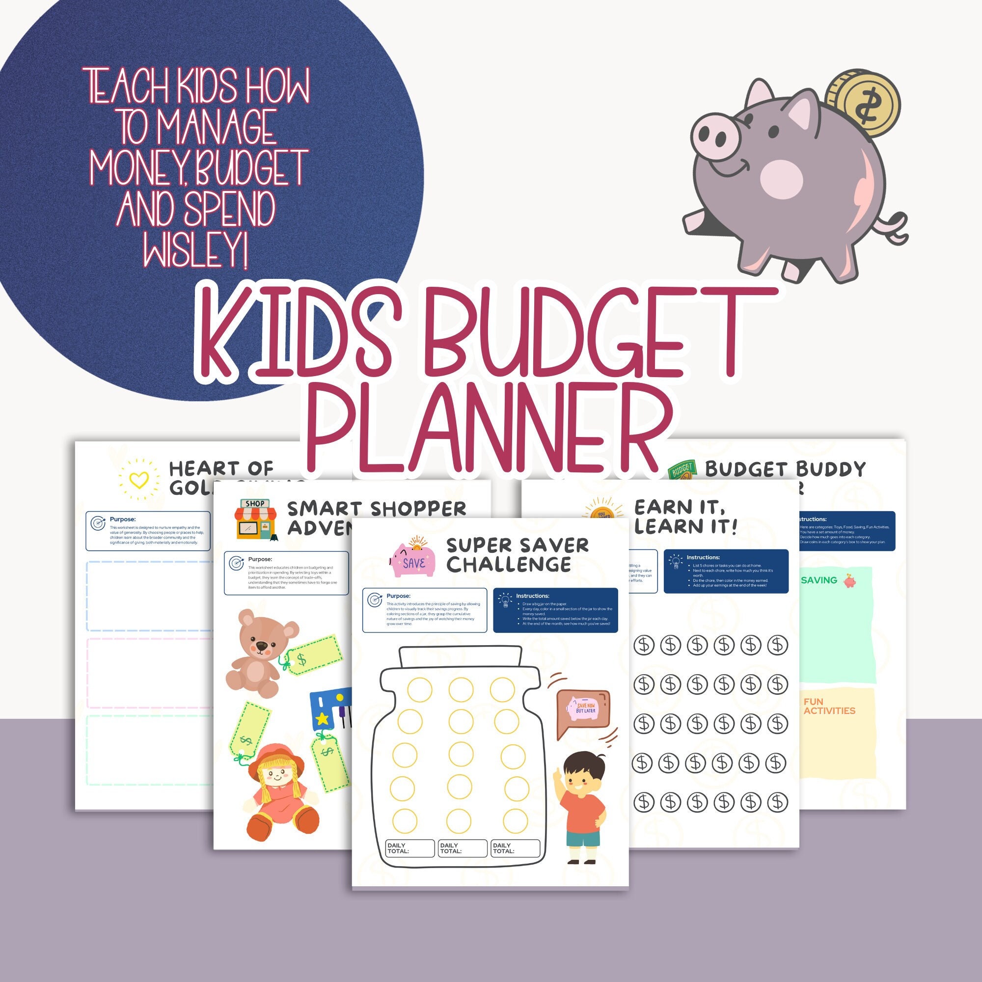 Kids Allowance Tracker,budget Planner,homeschool Printable,kids Finance ...