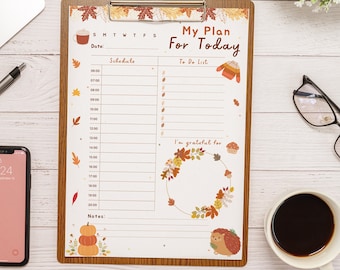 BUNDLE Fall Daily Planner Printable With Hourly Schedule, Fall ...