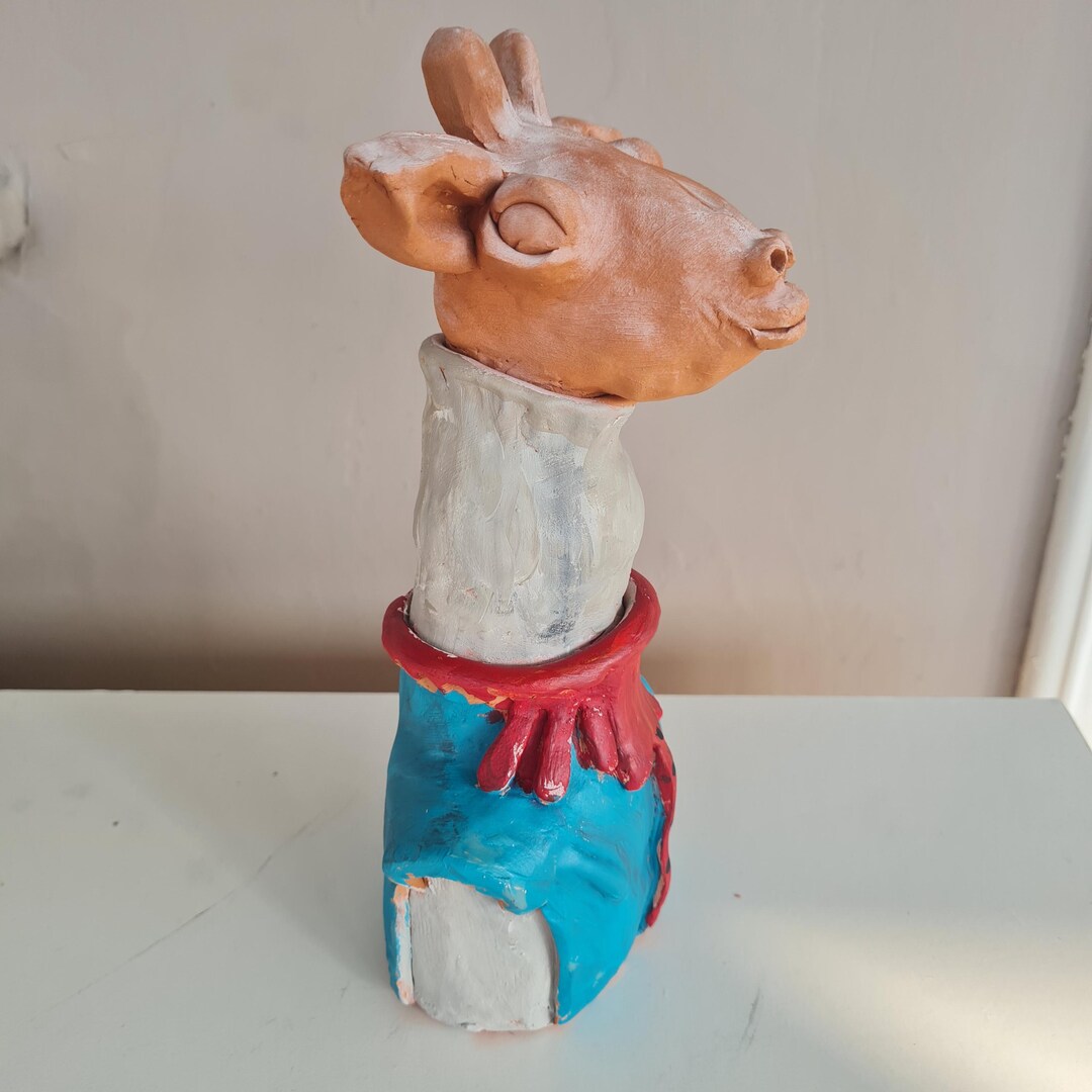 Ceramic Sculpture, Artwork, Figurine 25 Cm" Rabbit Head Nietzsche" - Etsy