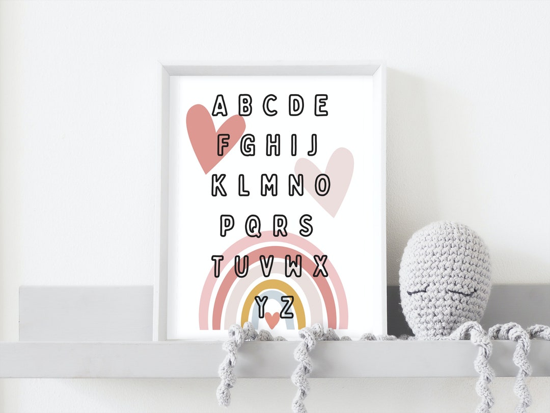Alphabet Rainbow Print, Printable Wall Art, Alphabet Rainbow Nursery ...