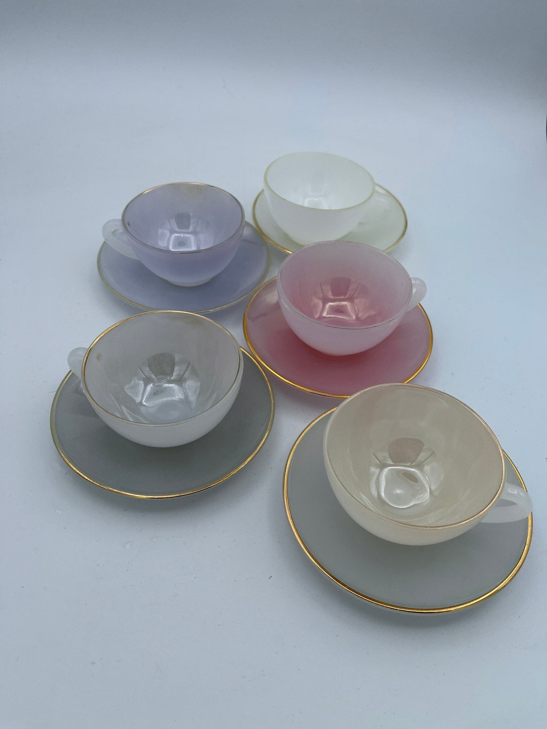 5 Arcopal Harlequin Cups - Etsy