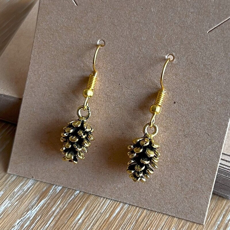 Gold Pine Cones Earrings - Etsy UK