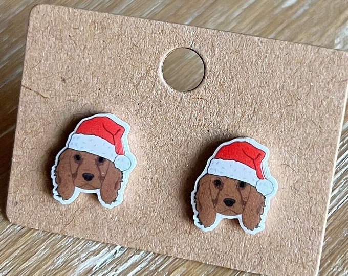 English Cocker Spaniel Silver-plated Earrings With an Image of a Pure ...