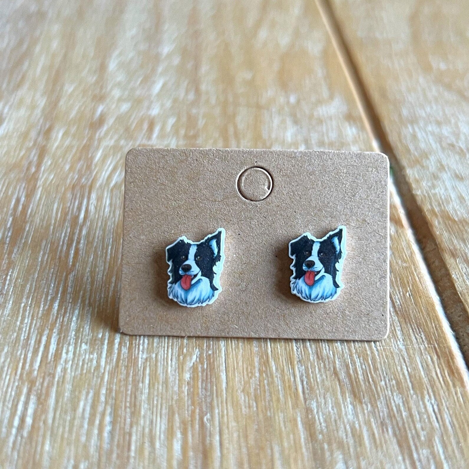 Dog Border Collie Style Stud Earrings, Pet Earrings, Dog Earrings ...