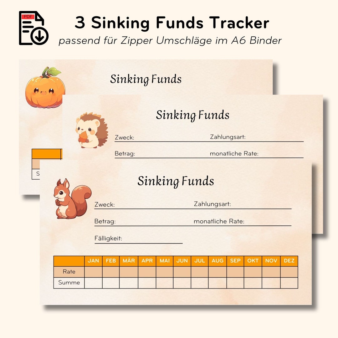 Sinking Fund Tracker for A6 Binder Envelope Method Tracker - Etsy
