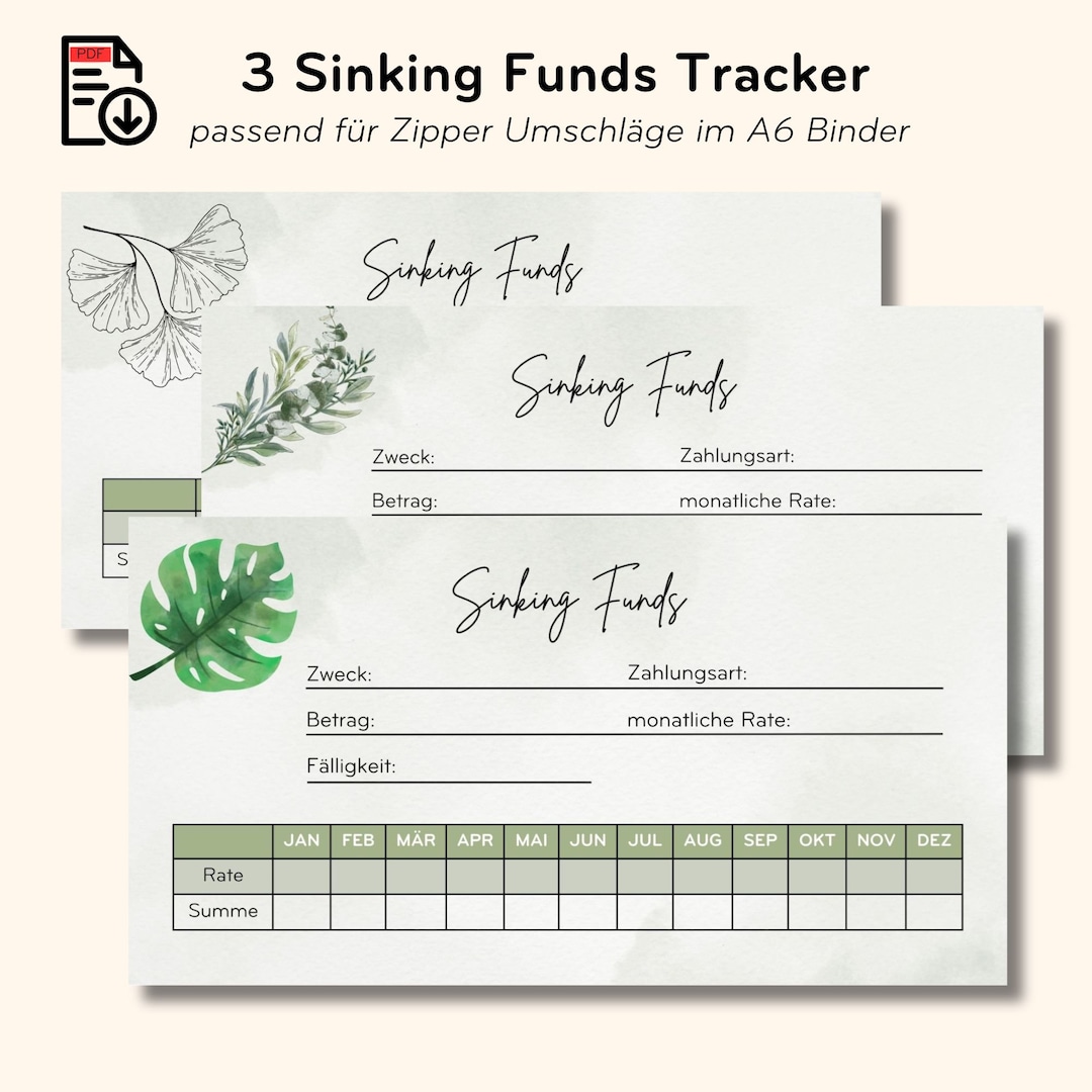 Sinking Fund Tracker for A6 Binder | Envelope Method Tracker for ...