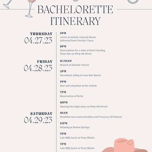 Austin Bachelorette Itinerary 3 Nights - Etsy