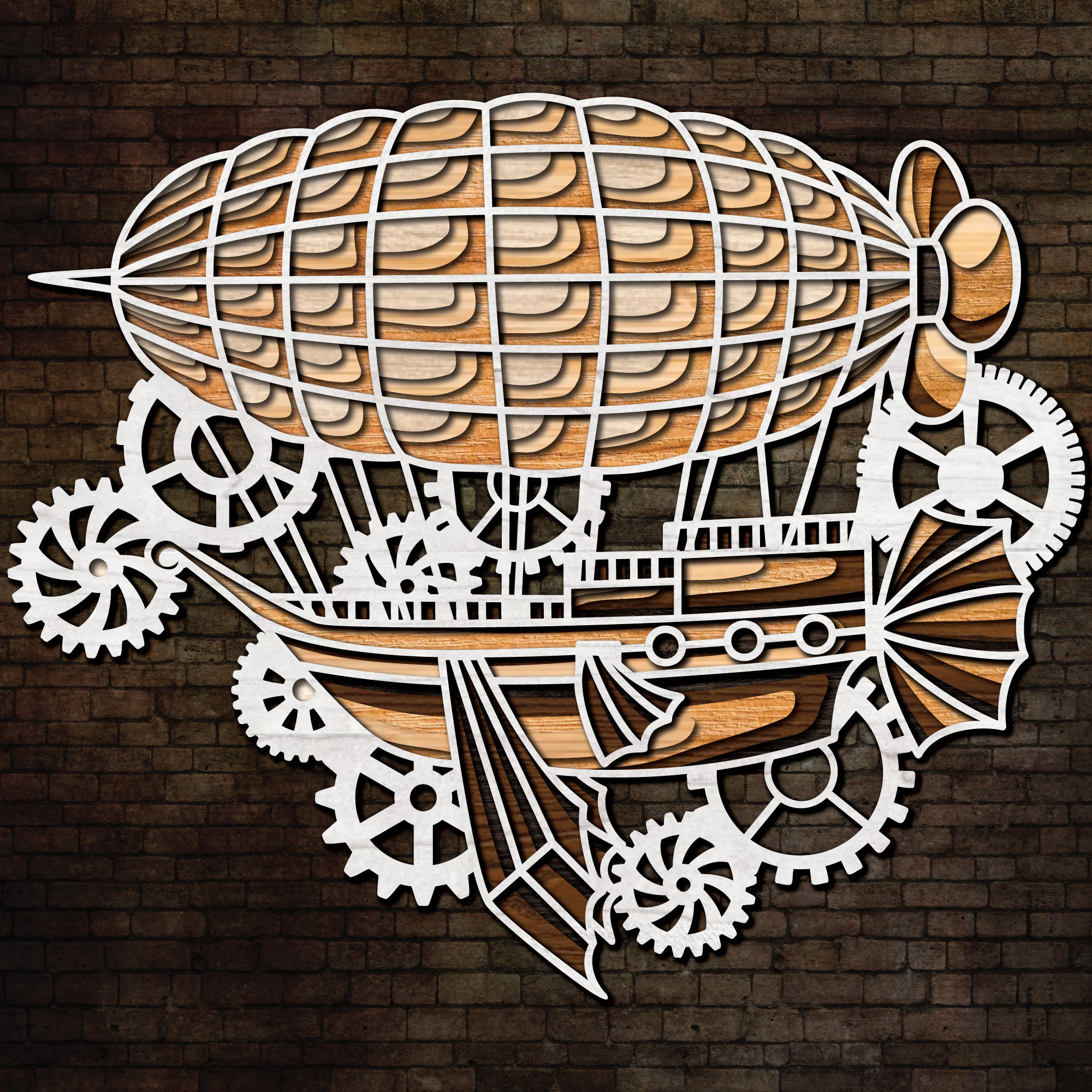 Steampunk Airship Svg, Steampunk Zeppelin SVG, Dirigible Laser Cut, Airship Multilayer DXF ...