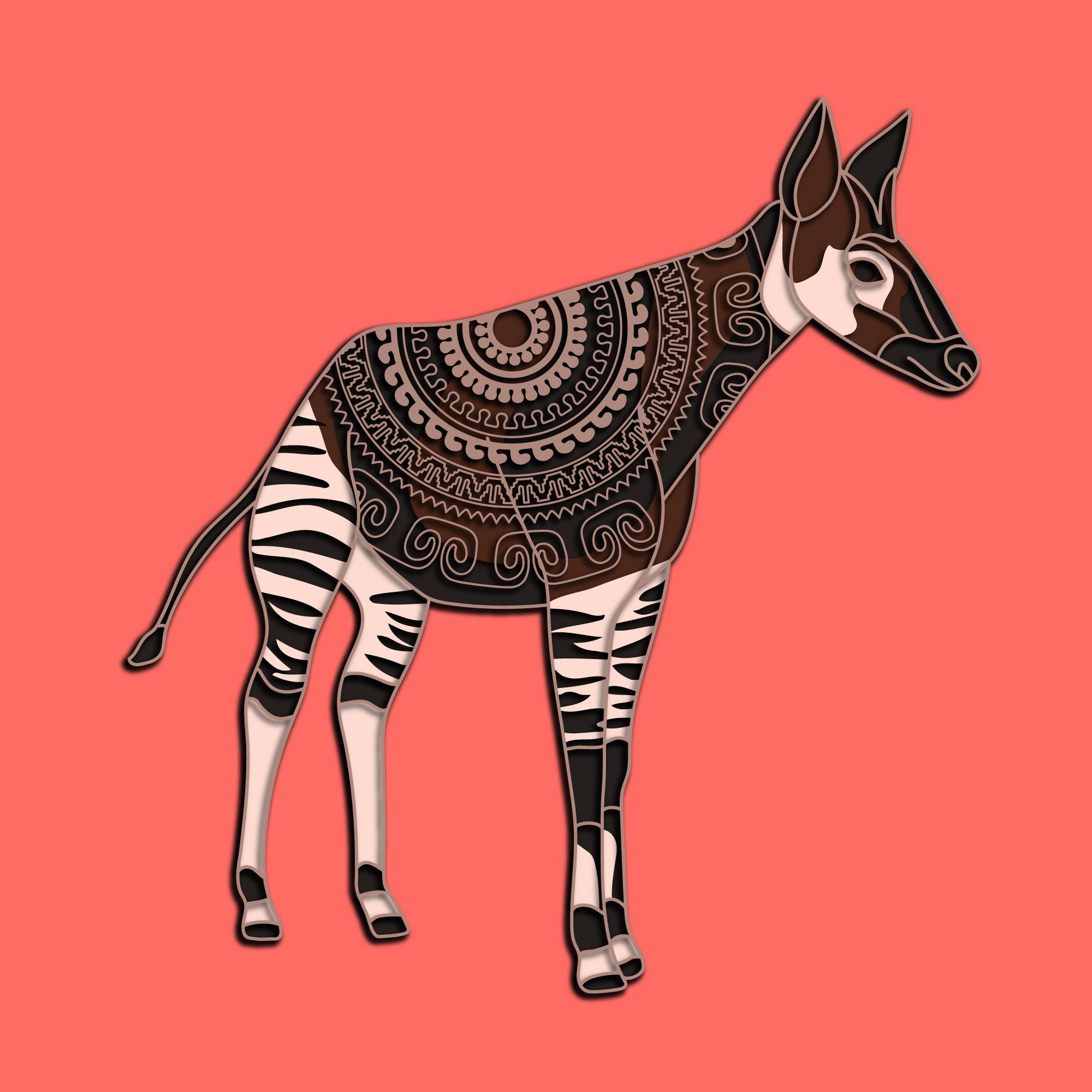 Okapi Mandala SVG Wooden Animal Mandala Animal Multilayered - Etsy