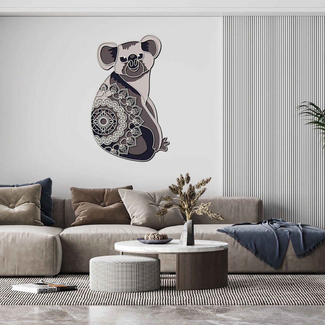 Koala Mandala SVG, Wooden Animal Mandala, Koala Multilayered DXF, Koala ...