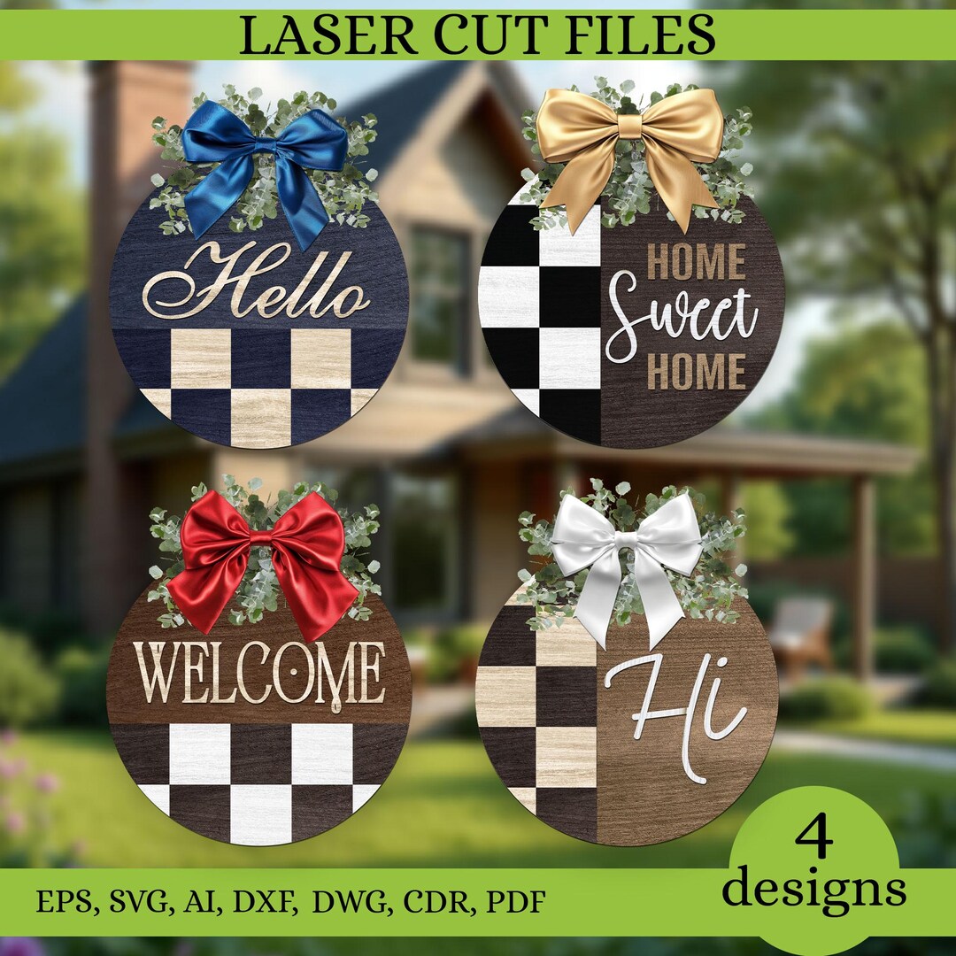 Interchangeable Door Hanger SVG Bundle, Home Sweet Home, Welcome, Hi ...