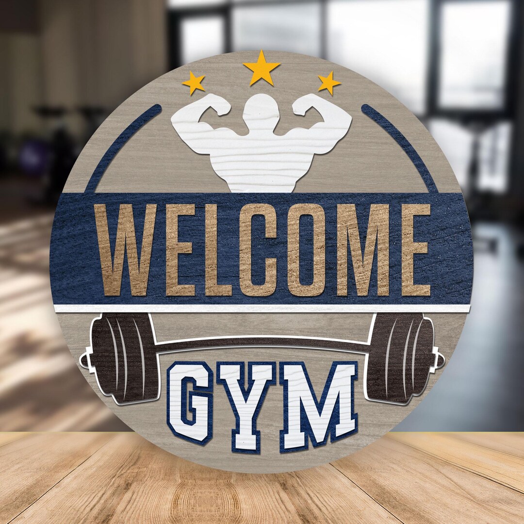 Welcome Gym Door Hanger SVG, Sport Door Hanger Cricut File, Gym Wall ...