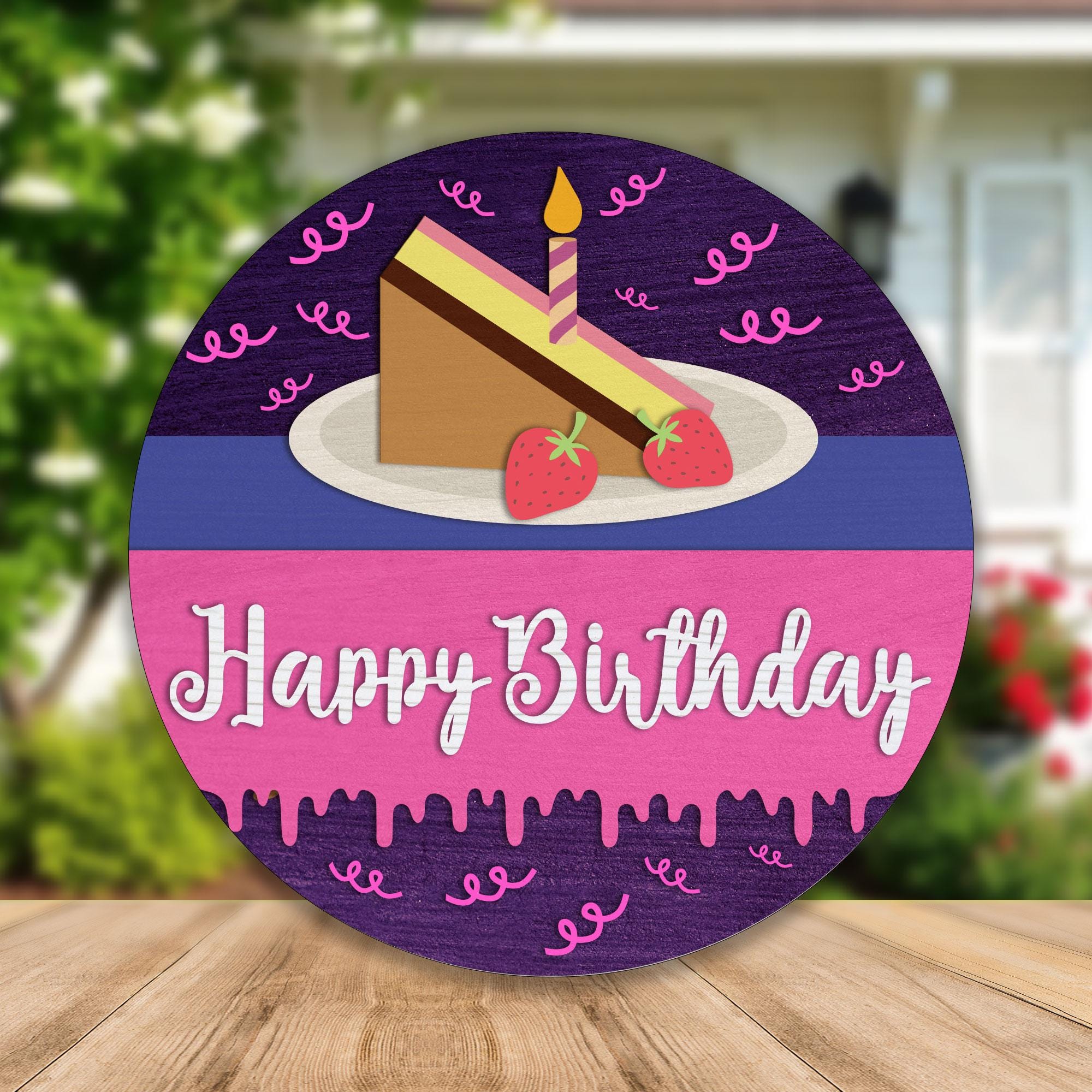 Happy Birthday Cake Sign, Birthday Welcome Sign Svg, Birthday Door ...