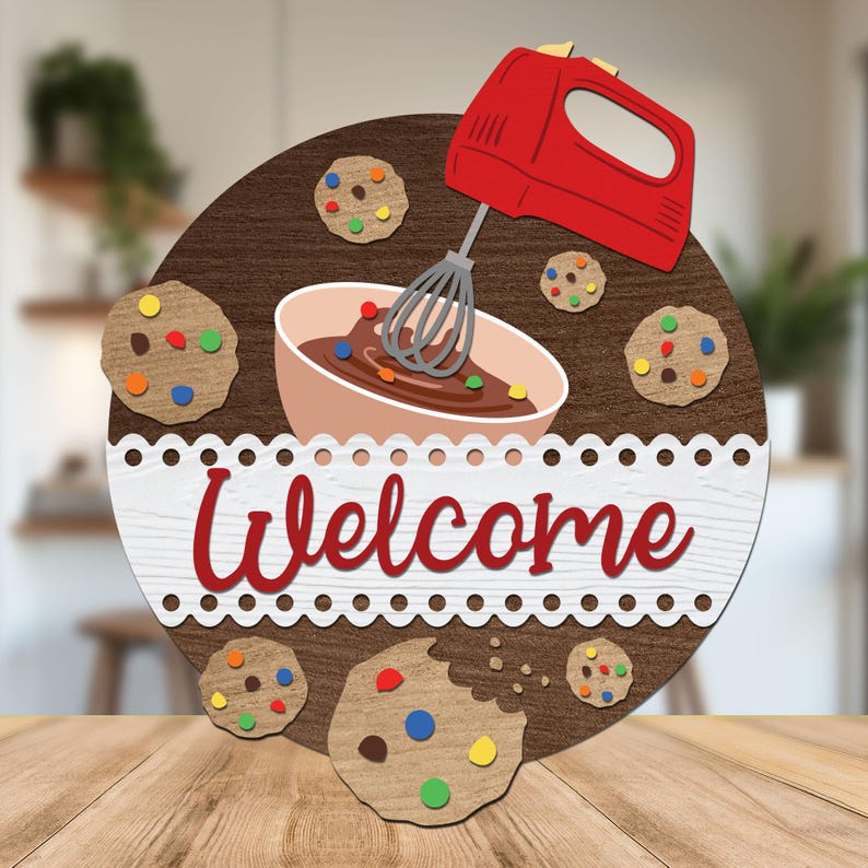 Welcome Cookies Door Hanger SVG, Cookies Door Sign Laser Cut File ...