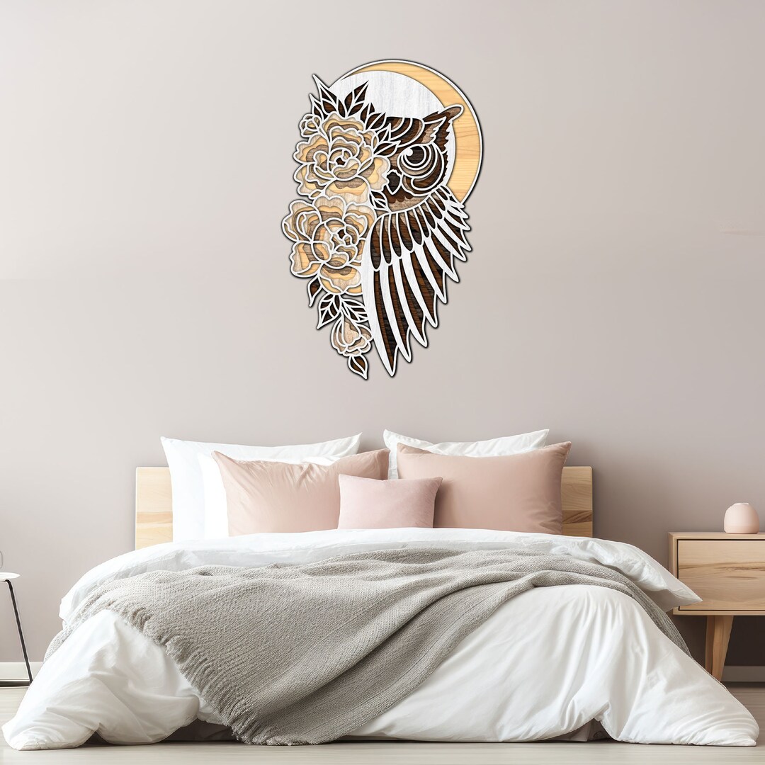 OWL Laser Cut File Multilayer, 3d Owl Svg, Owl DXF, Lasercut Owl Wall ...