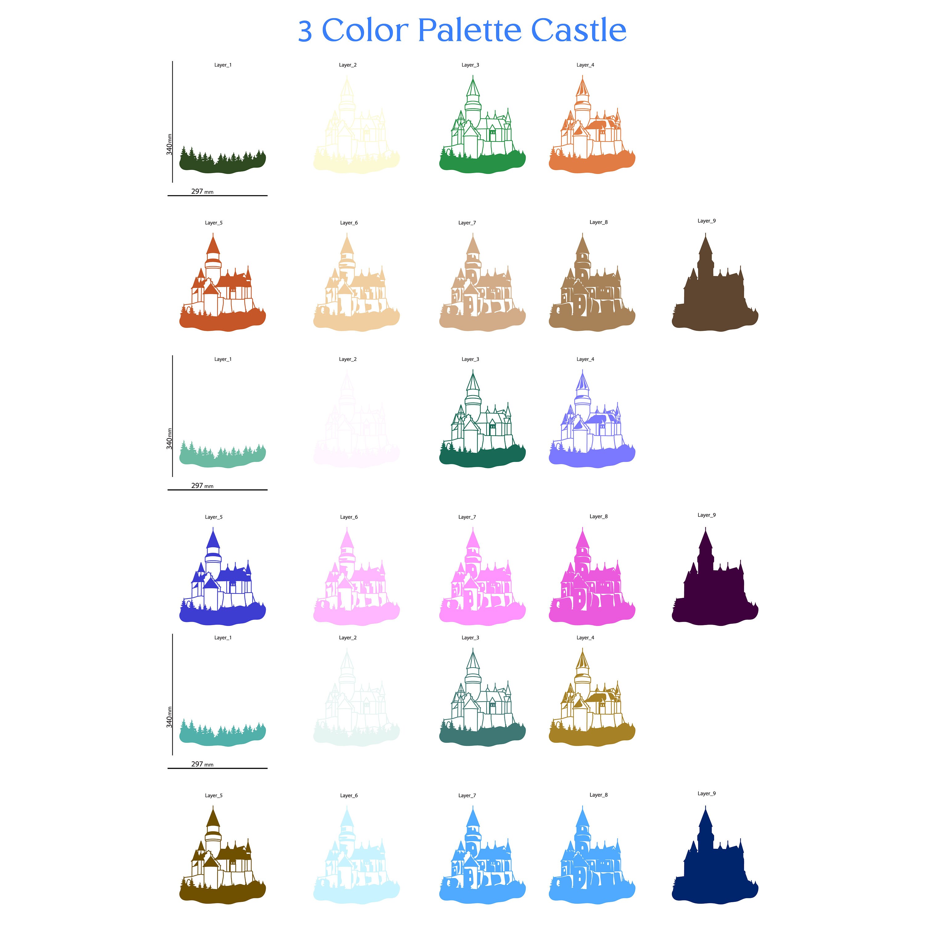 3D Castle SVG, Layered Castle SVG, Palace Multilayers 3D Laser Cutting ...