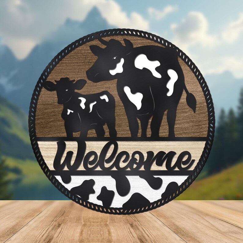 Cow Welcome Sign SVG, Highland Cow Door Hanger SVG, Assemble Cow Sign ...