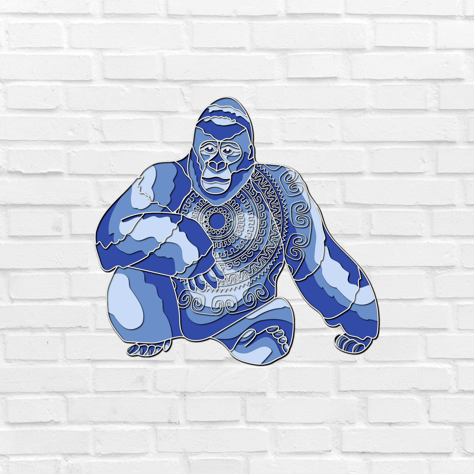 Gorilla Mandala SVG, 3D Monkey Digital File, Monkey Multilayered DXF, Monkey Laser Cut, Monkey ...