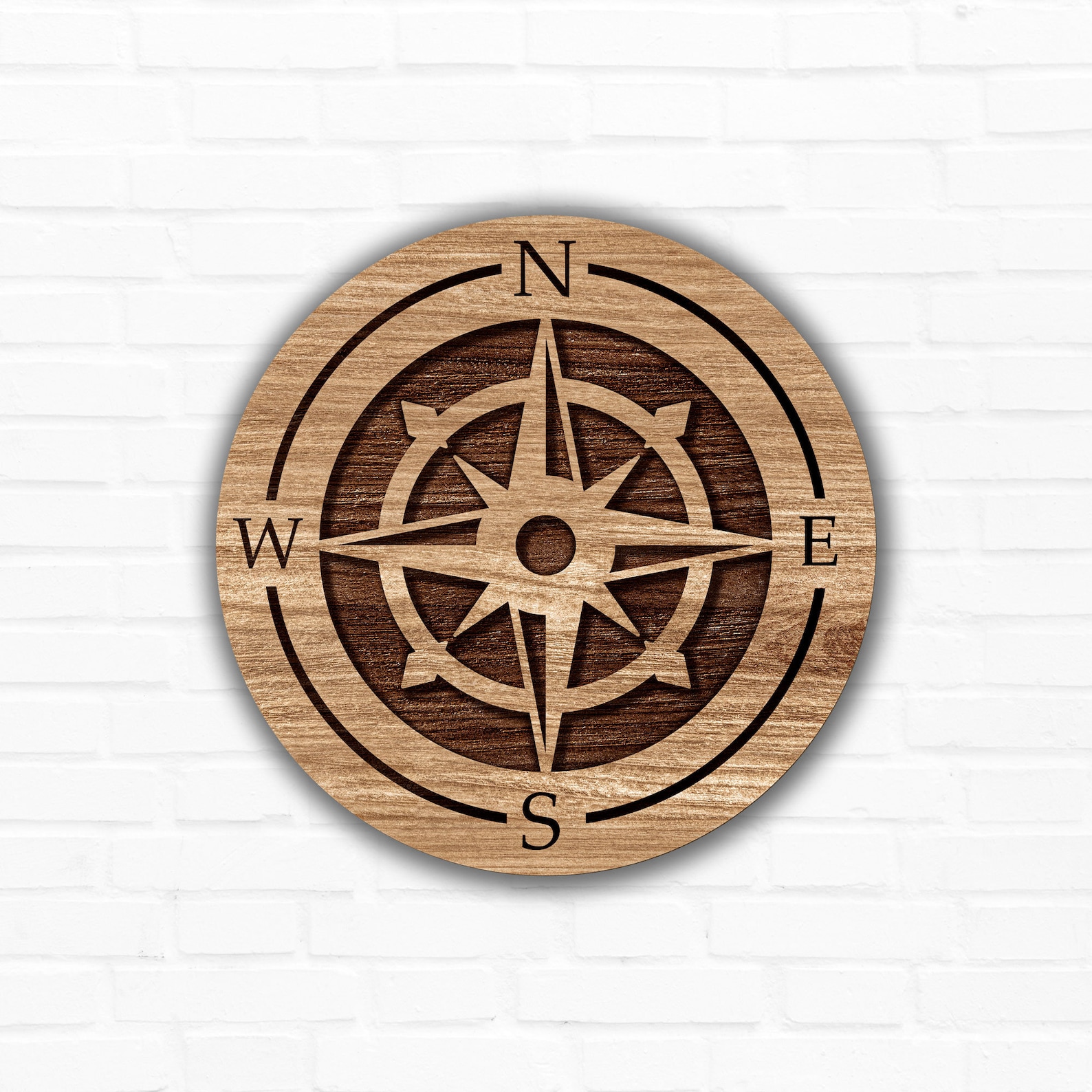 Wind Rose Wood Trivet SVG — Compass Laser Cut File — Compass Coaster ...