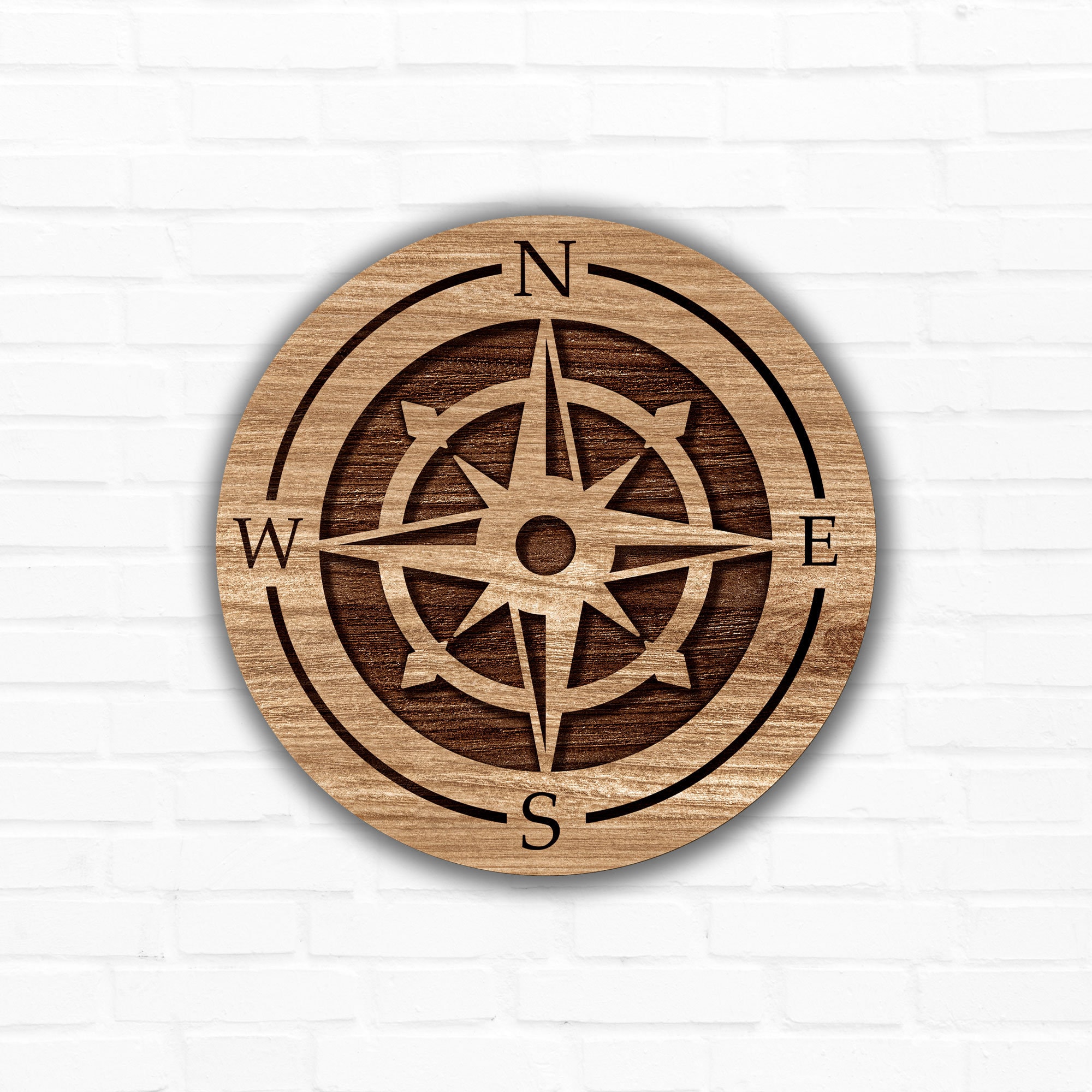 Wind Rose Wood Trivet SVG — Compass Laser Cut File — Compass Coaster ...