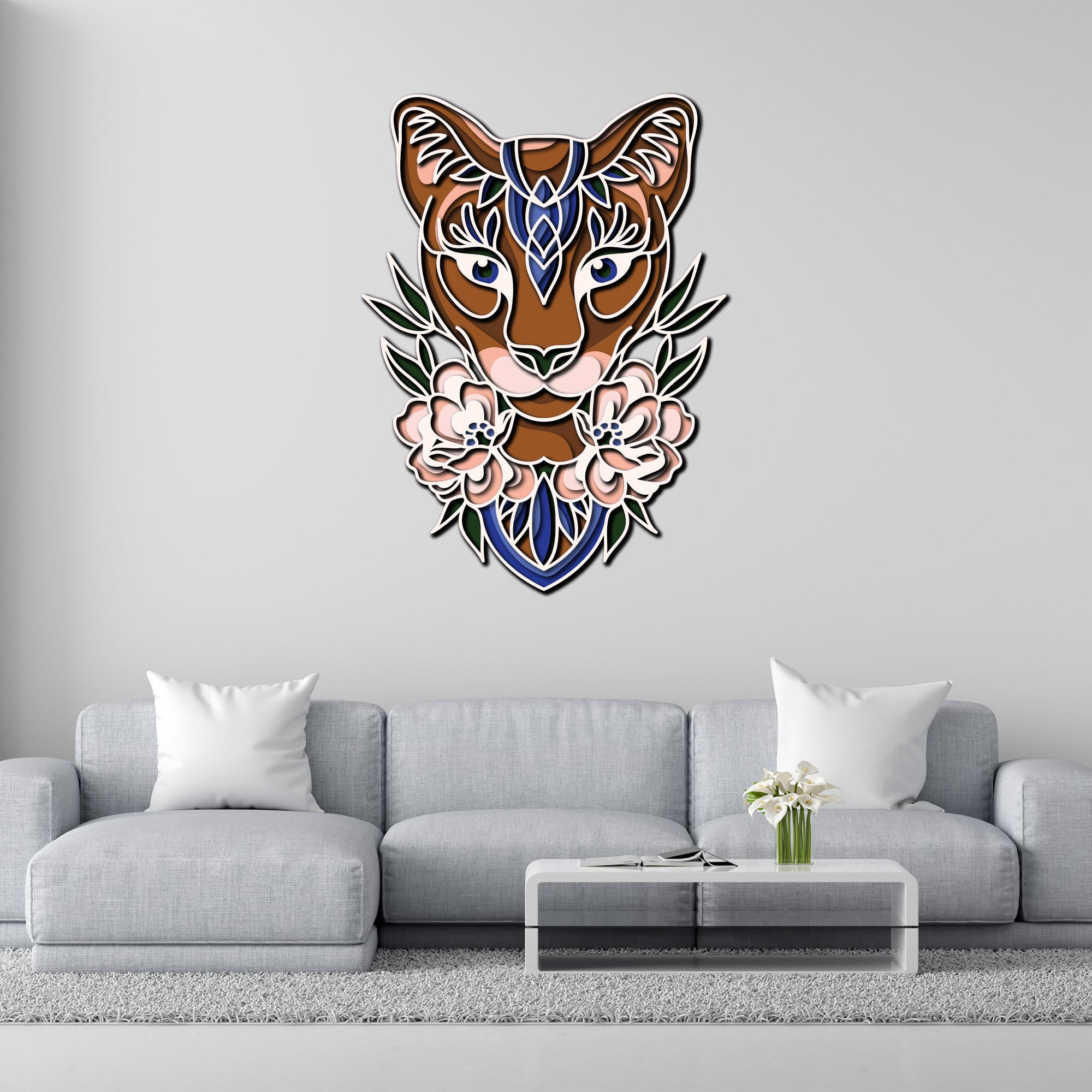 Lioness Multilayered SVG, Lion Laser Cut Digital File, Lion DXF File ...