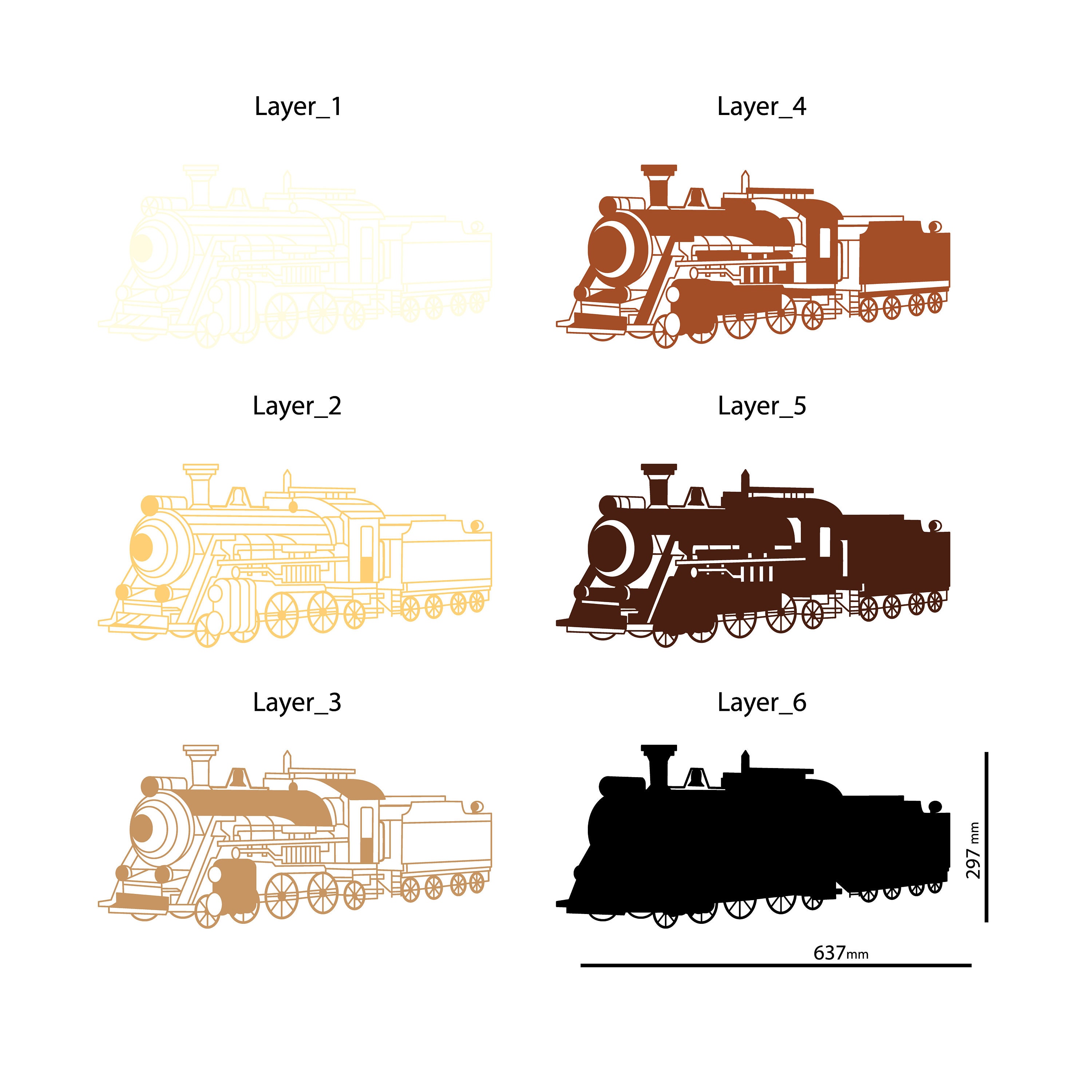 Wood Locomotive SVG, Train Multilayer SVG, Locomotive Laser Cutting ...