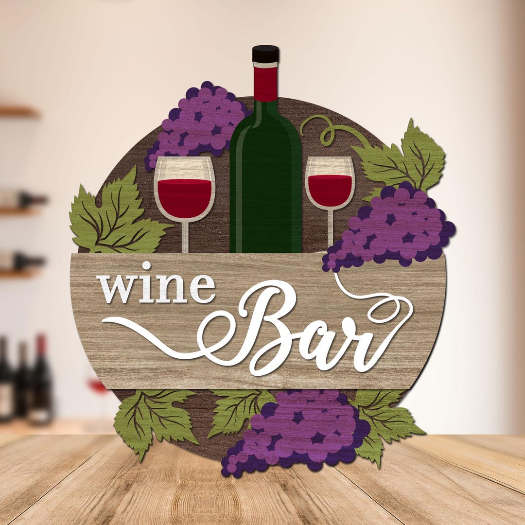 Wine Door Hanger Laser Cut File, Wine Sign SVG, Wine Bar Cricut, Wine ...