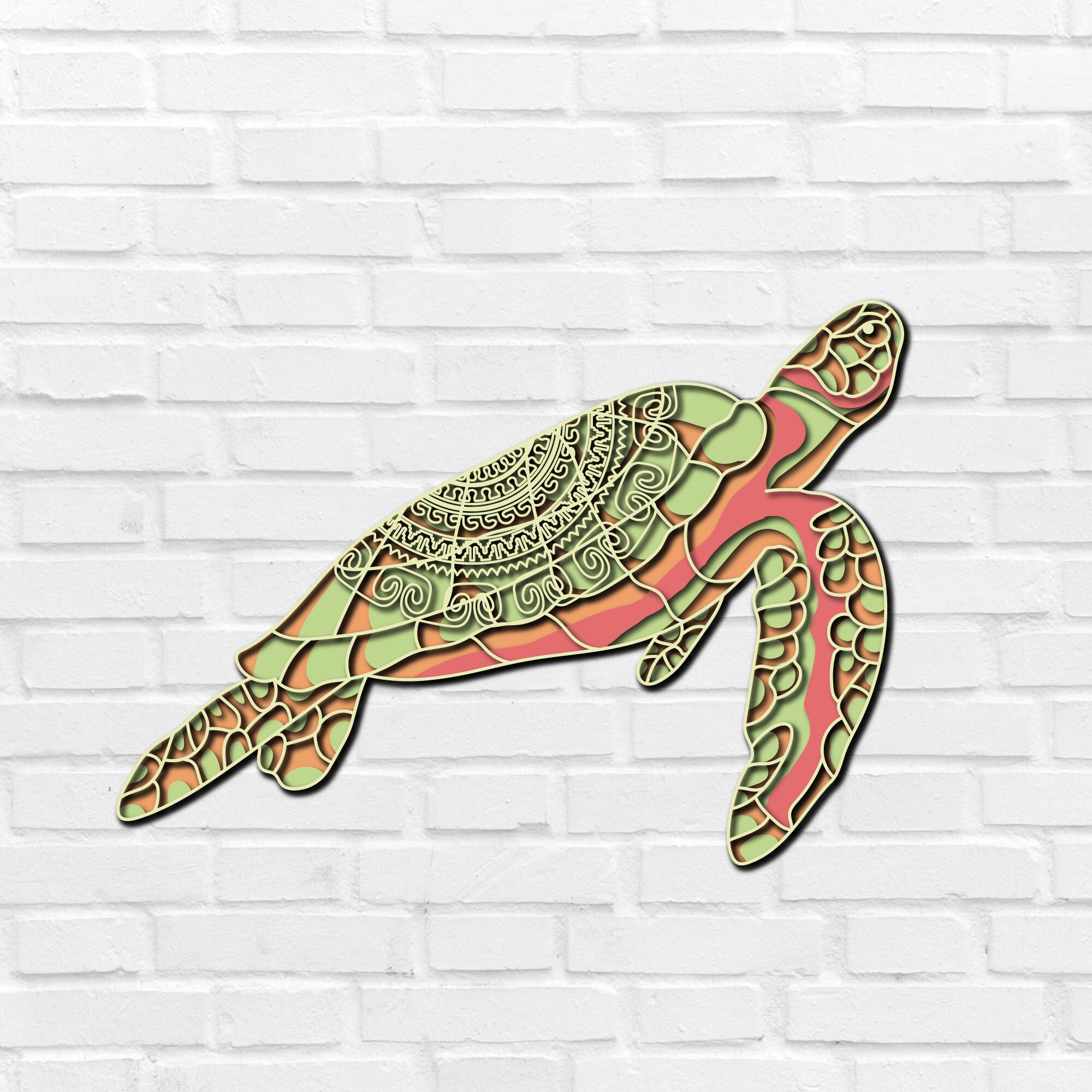 Turtle Multilayer SVG, 3D Turtle Digital File DXF, Turtle Mandala SVG ...