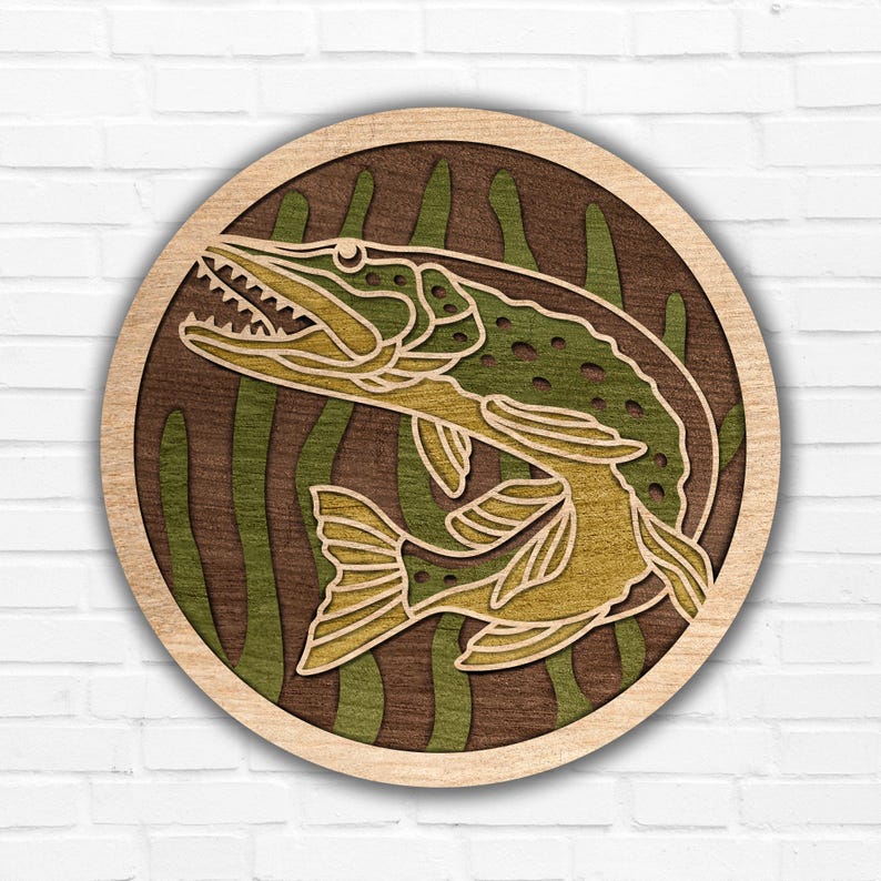 Pike Fish SVG, Pike Digital File Laser Cut Decor, Northern Pike Fishing ...