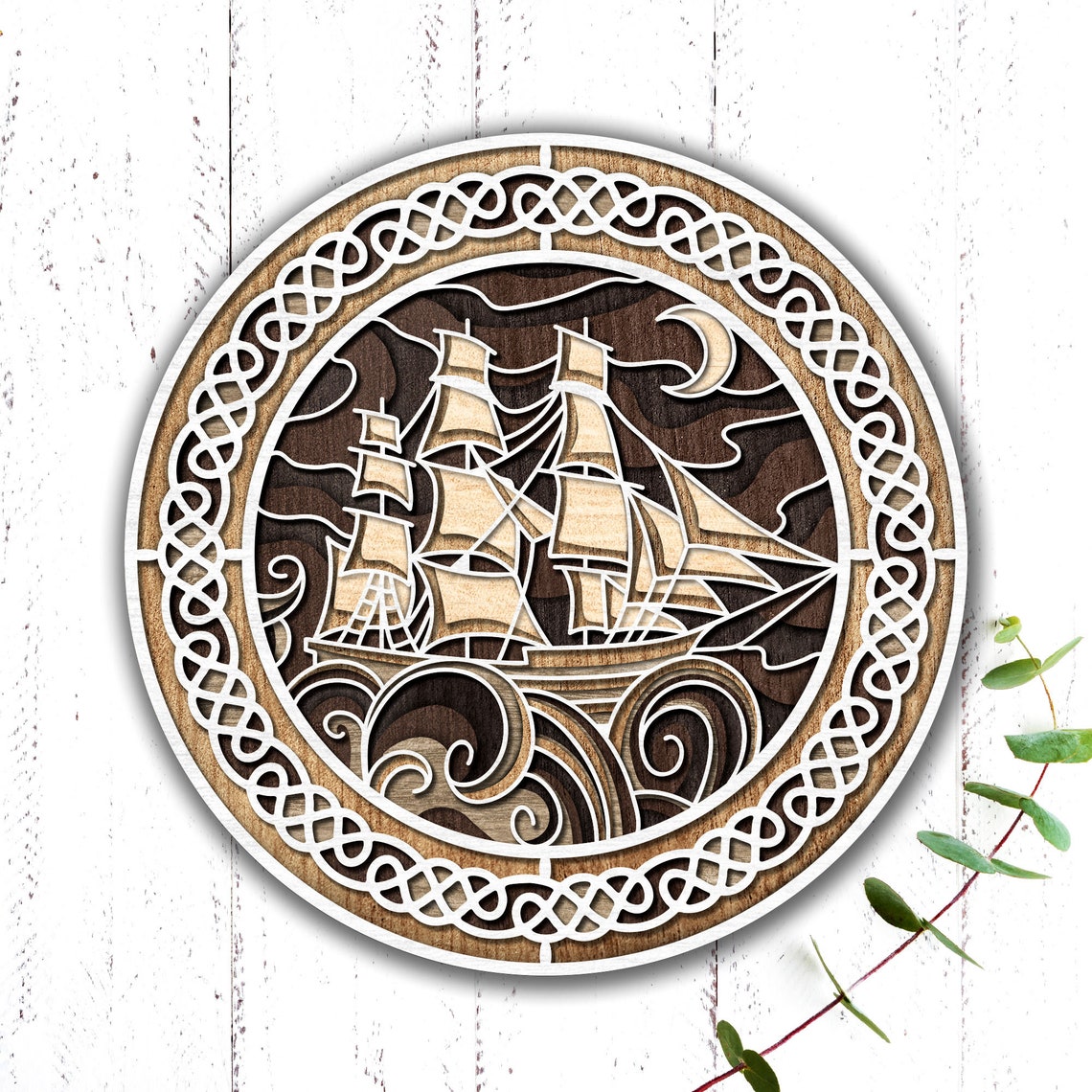 Wood Ship Trivet SVG — Nordic Boat Trivet SVG — Nautical Trivet CNC ...