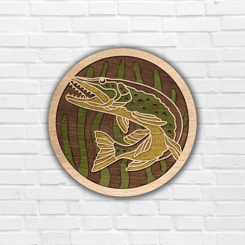 Pike Trivet SVG — Wood Fish Trivet SVG — Northern Pike Fishing 3D ...