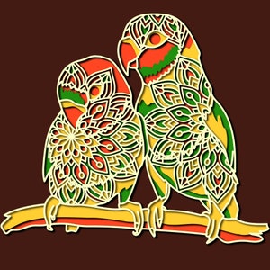 Parrots Mandala SVG, 3D Parakeets Layered, Birds Multilayered, Exotic ...