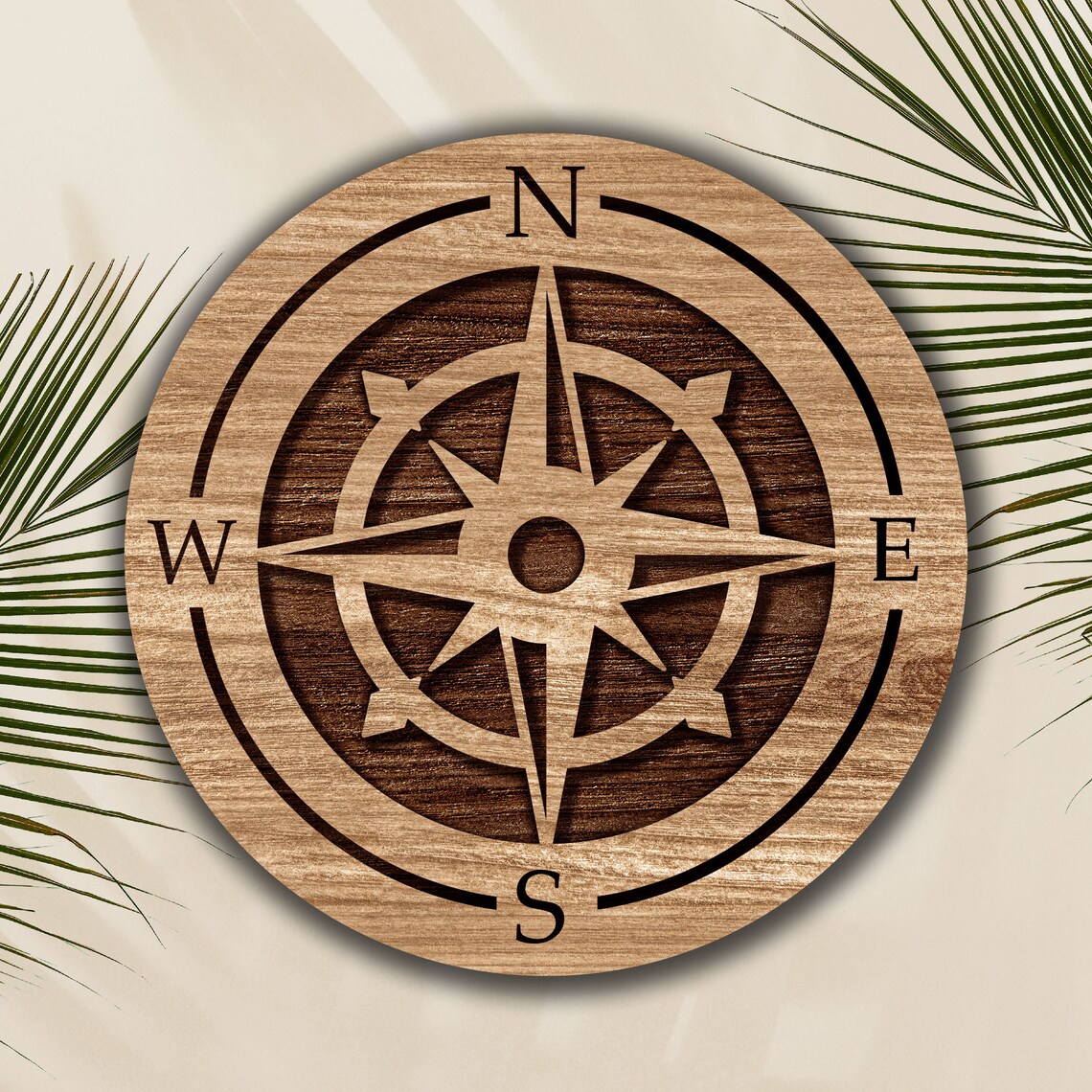 Wind Rose Wood Trivet SVG — Compass Laser Cut File — Compass Coaster ...