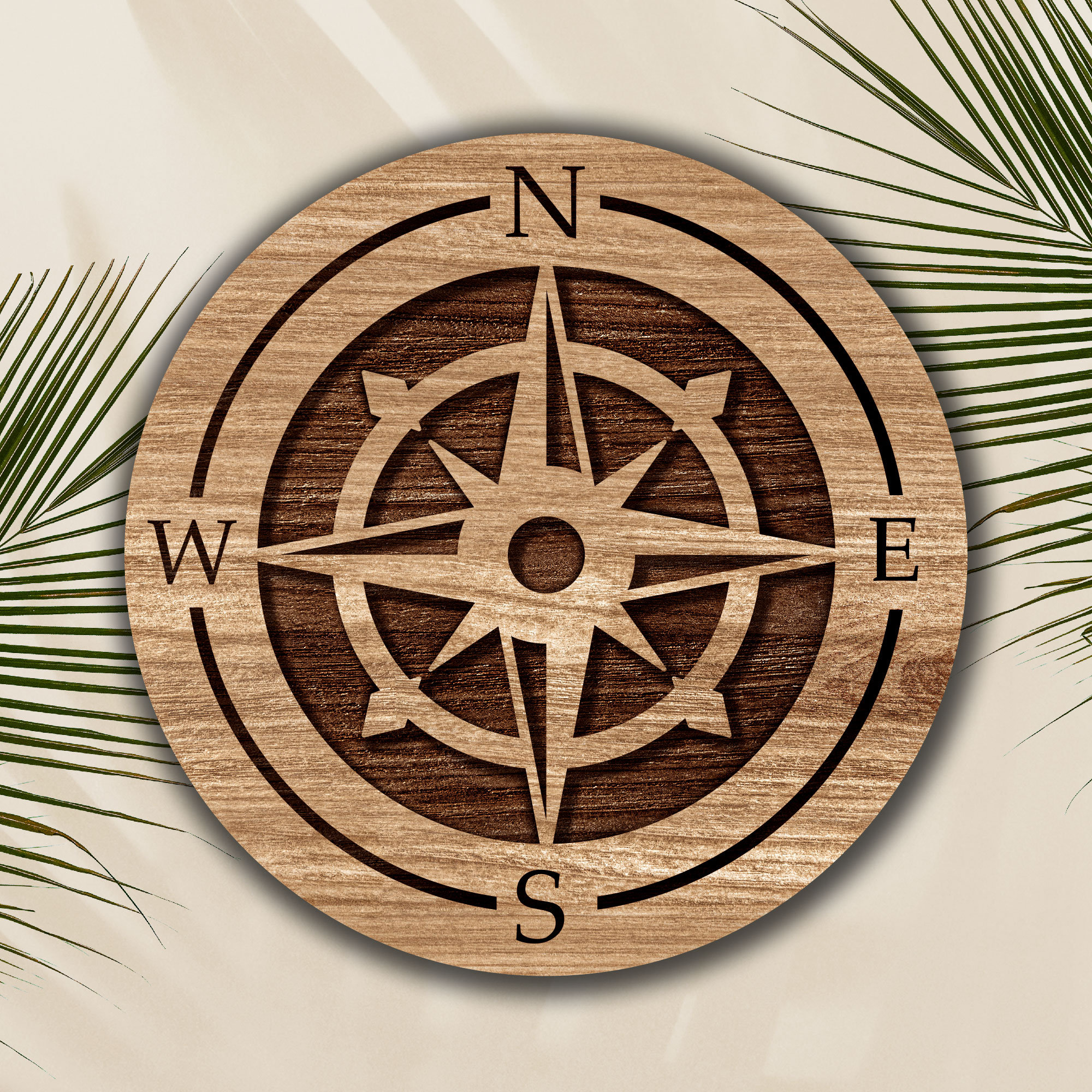 Wind Rose Wood Trivet SVG — Compass Laser Cut File — Compass Coaster ...