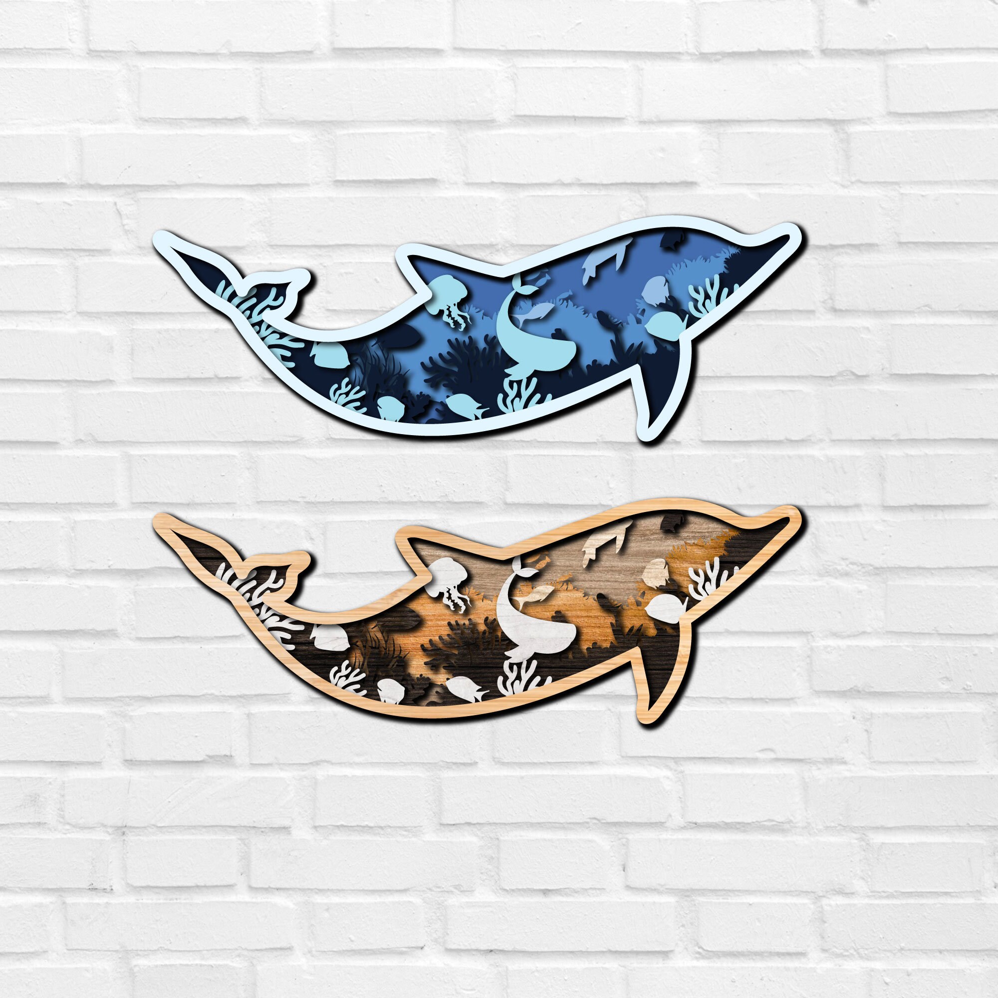Dolphin SVG, Seabed Cut, Dolphin Laser Cutting, Layered File for ...