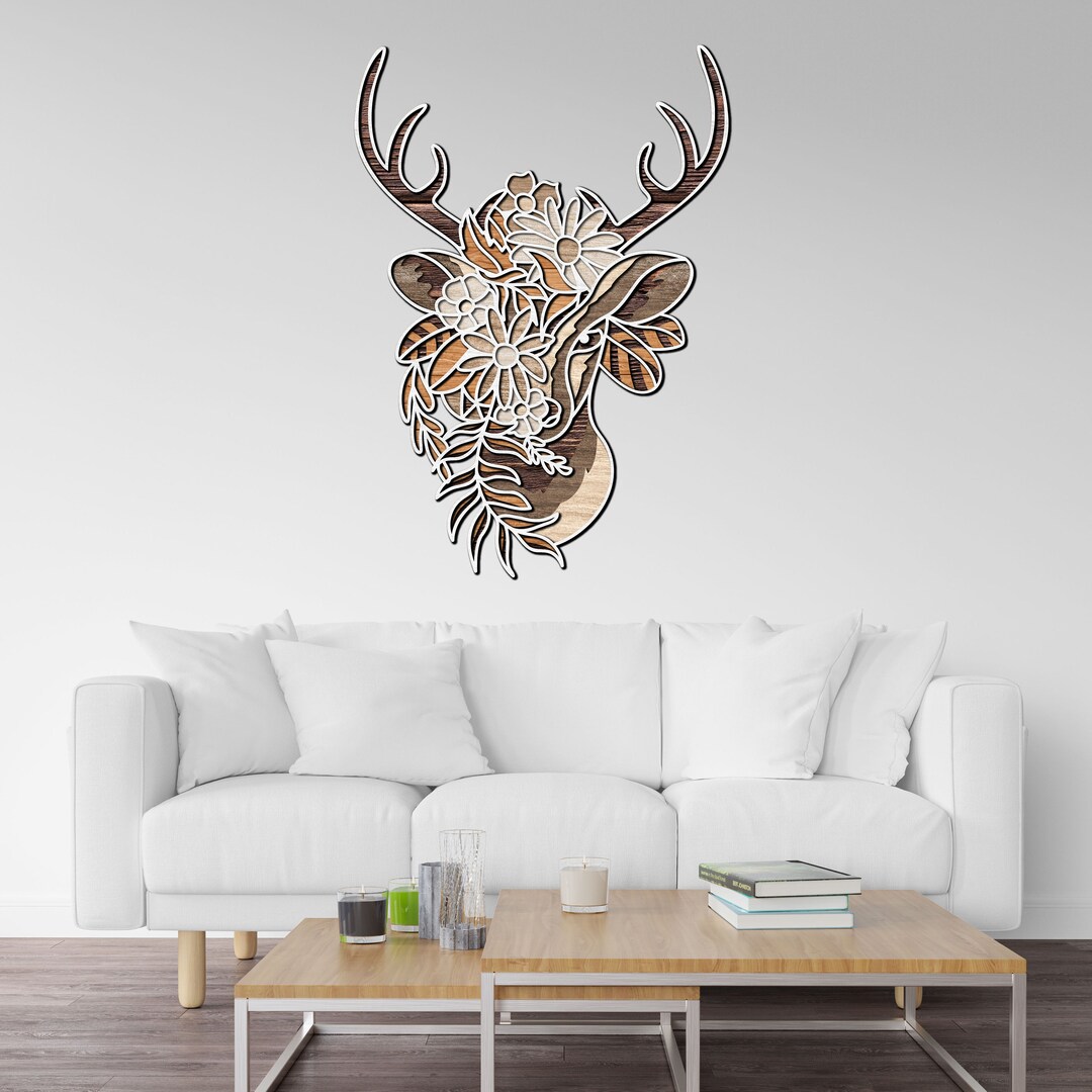 3d Deer Digital File DXF, Deer Laser Cutting Wall Decor, Deer CNC ...