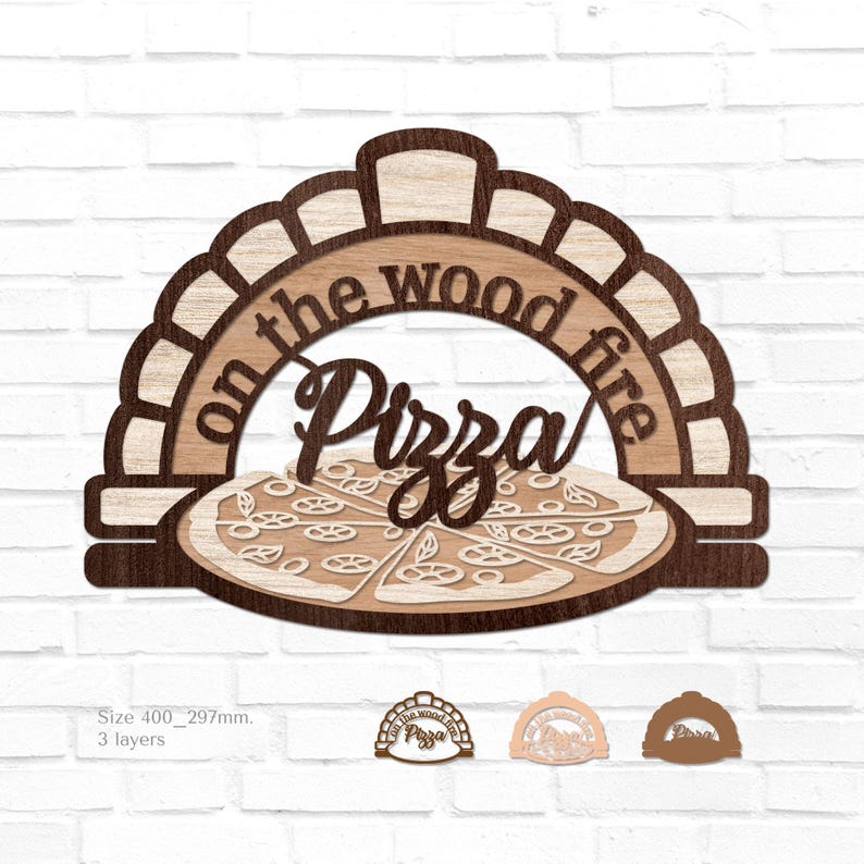 3D Layered Pizza SVG — Pizzeria Wall Wood Sign SVG — Pizza Sign Digital ...