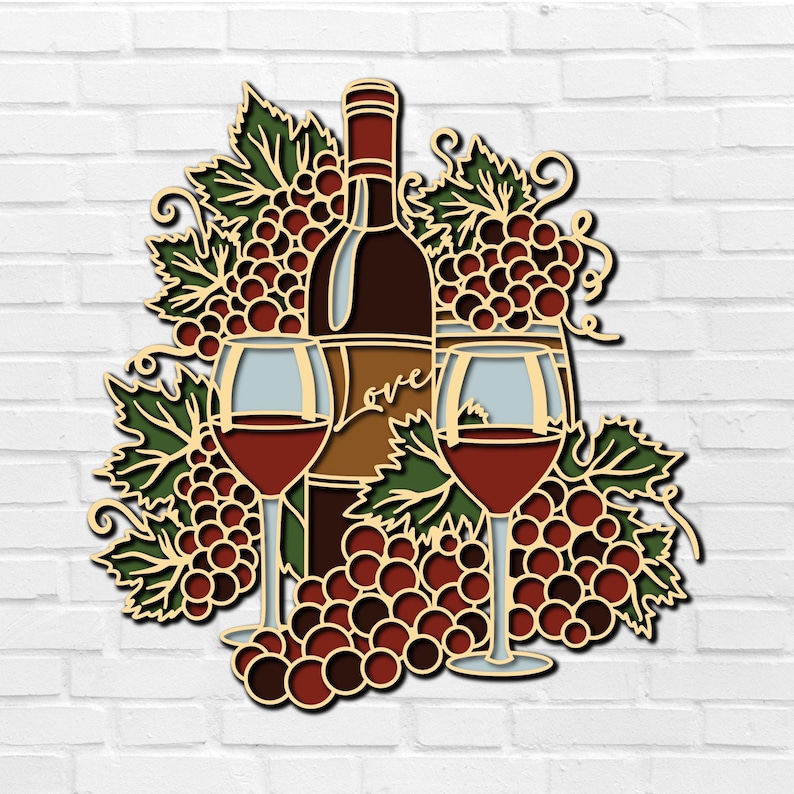 Wine Multilayered SVG, Wine Wall Bar Decor Laser Cut, Glass of Wine ...