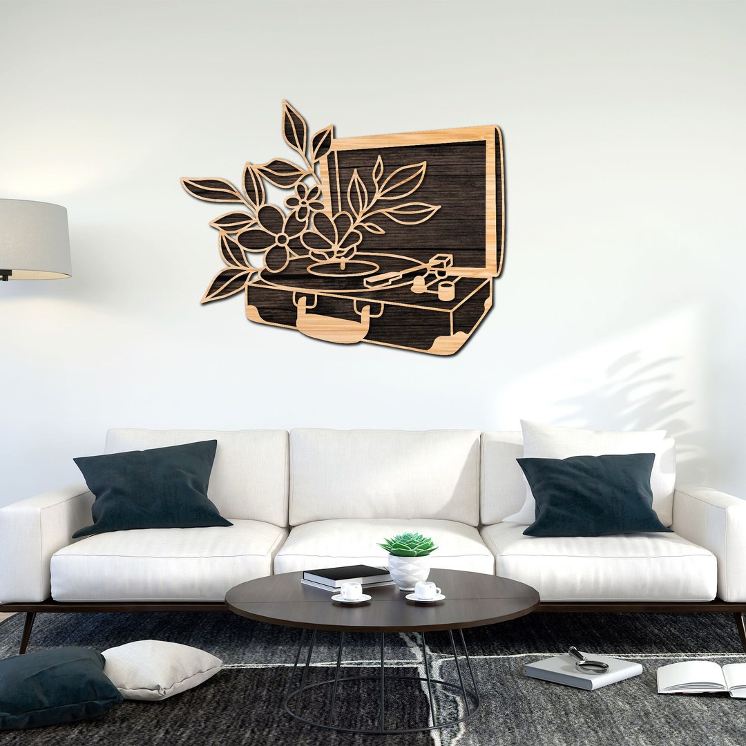 Vinyl Retro Recorder SVG Digital File, Vinyl Recorder With Flowers DXF ...