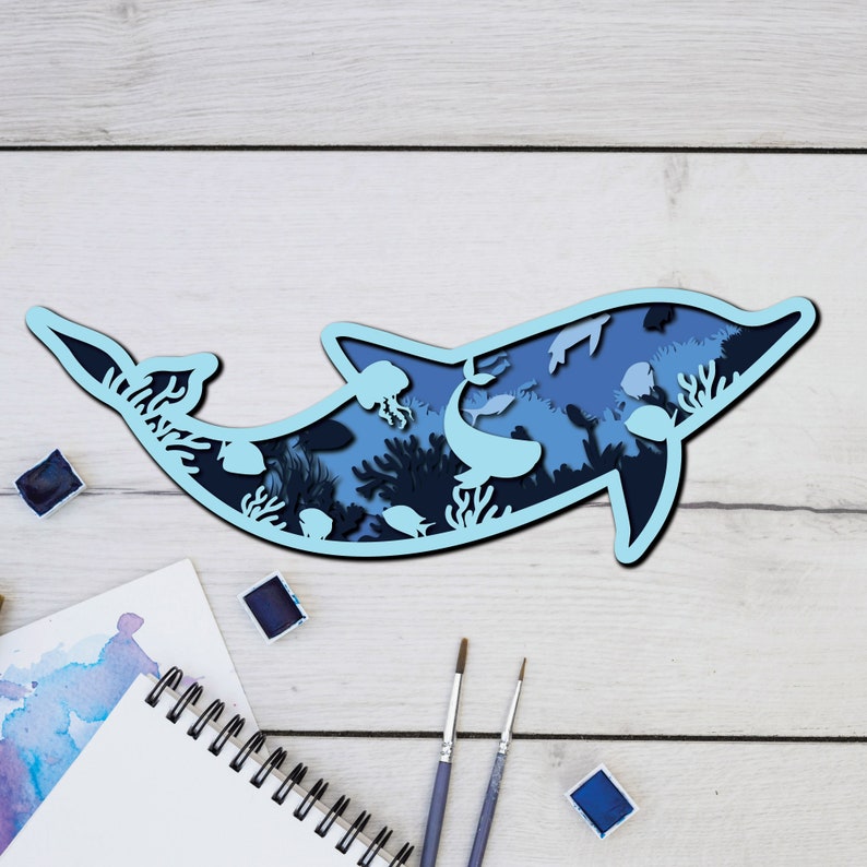 Dolphin SVG, Seabed Cut, Dolphin Laser Cutting, Layered File for ...
