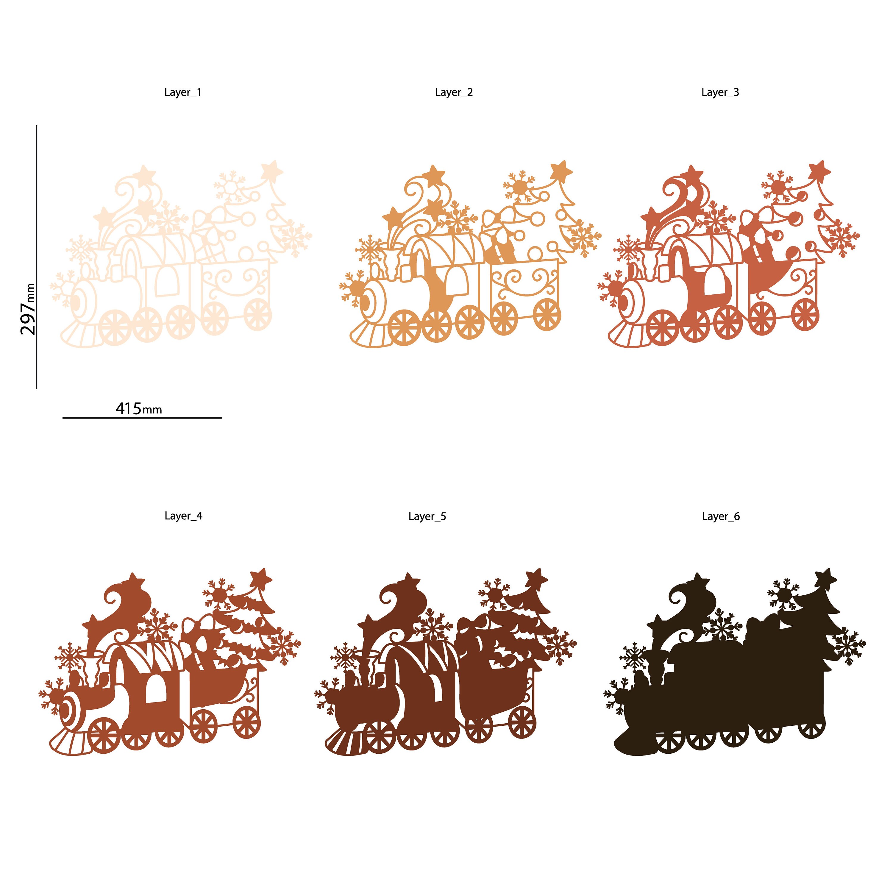 Christmas Train SVG, Train Multilayer SVG, Train Cut File, Multilayer ...