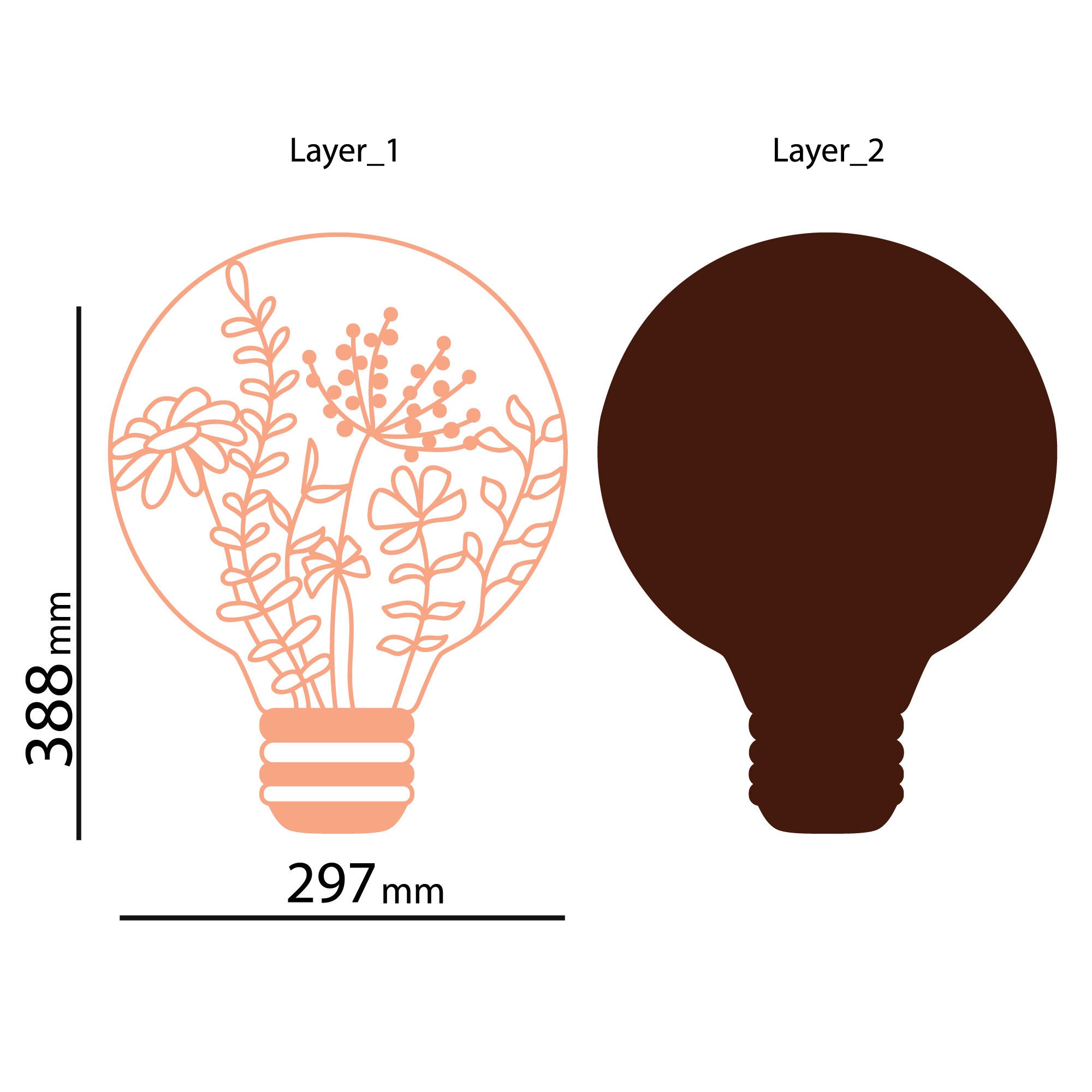 Wildflowers in Light Bulb SVG, Wildflowers Laser Cutting, Flora in ...