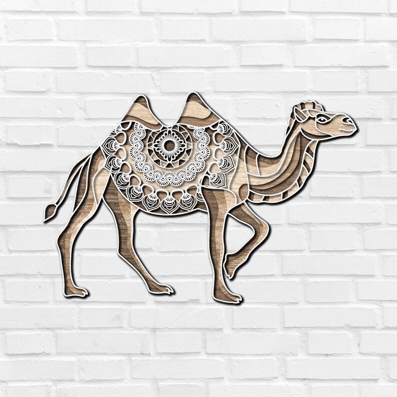 Camel Multilayer SVG, 3D Camel Digital File DXF, Camel Mandala SVG ...