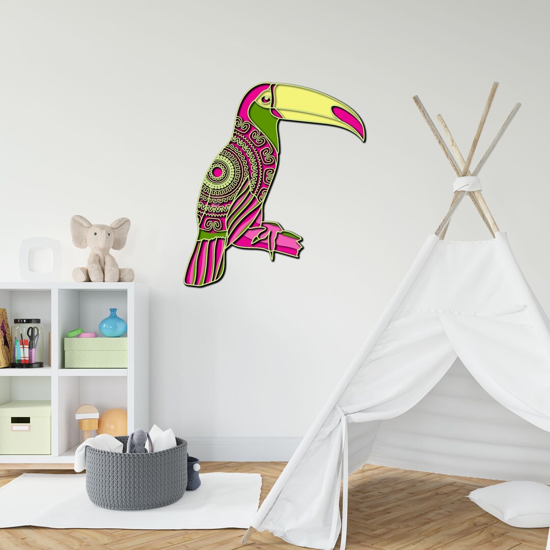 Toucan Multilayer SVG, 3D Toucan Digital File DXF, Toucan Mandala SVG ...