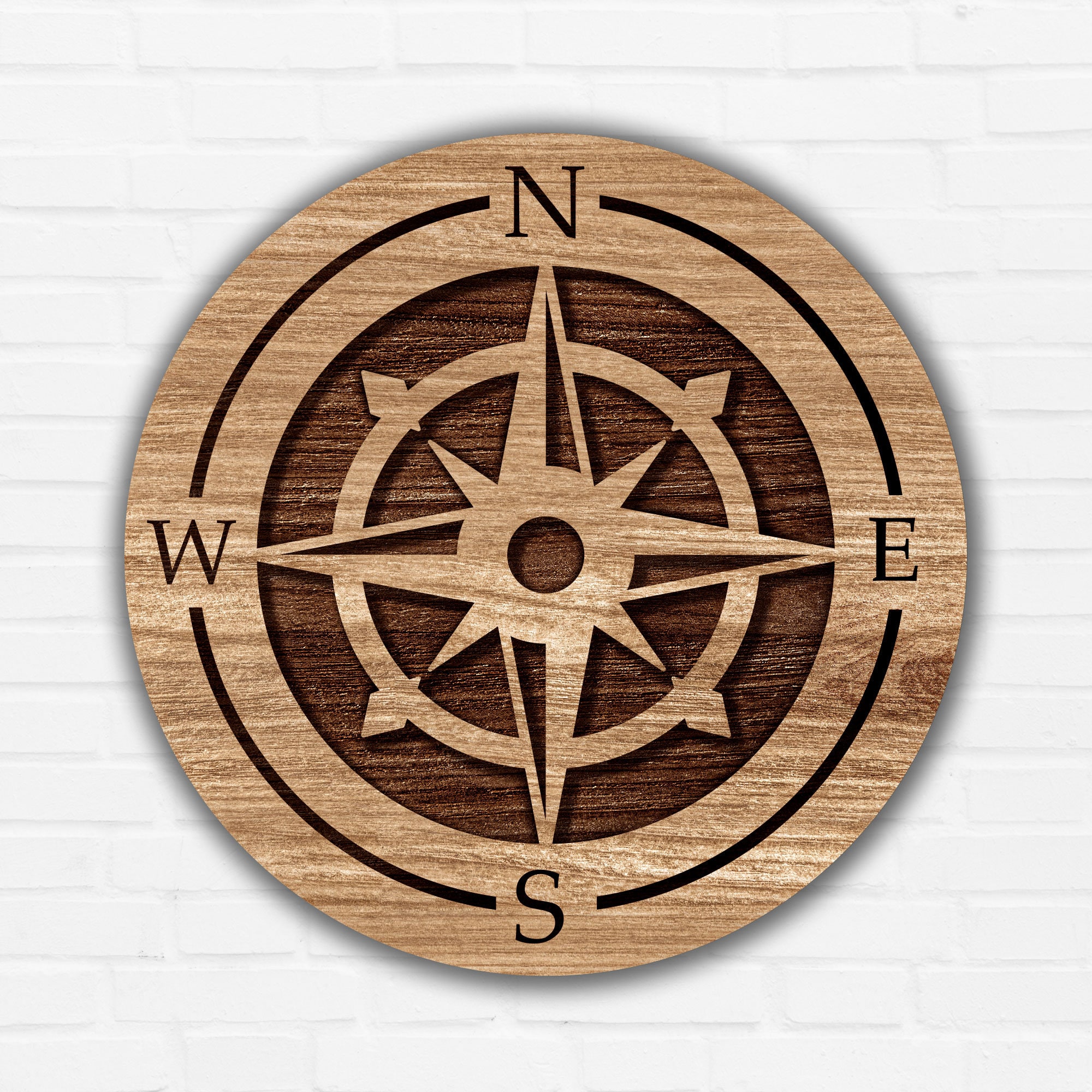 Wind Rose Wood Trivet SVG — Compass Laser Cut File — Compass Coaster ...