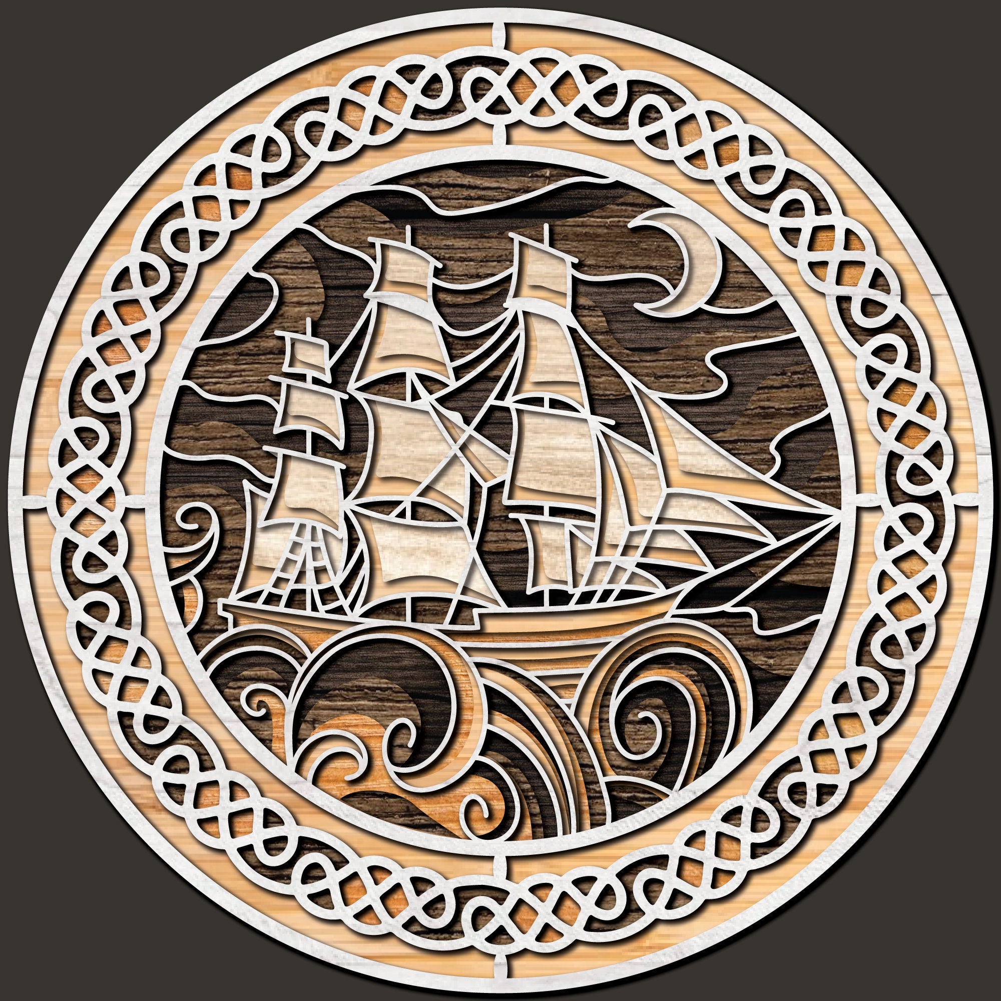 Nautical Trivet Laser Cutting Hot Wood Pots Ship Trivet SVG Cut File ...